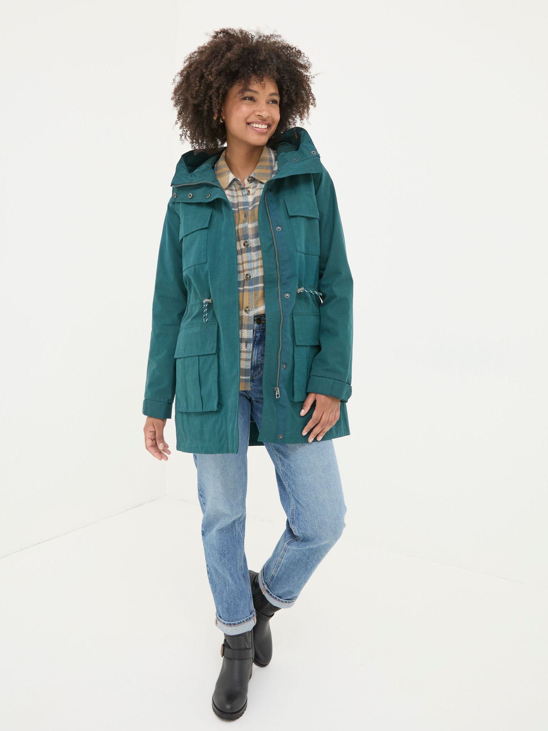 Tiegan Teal Blue Waterproof Coat | FatFace