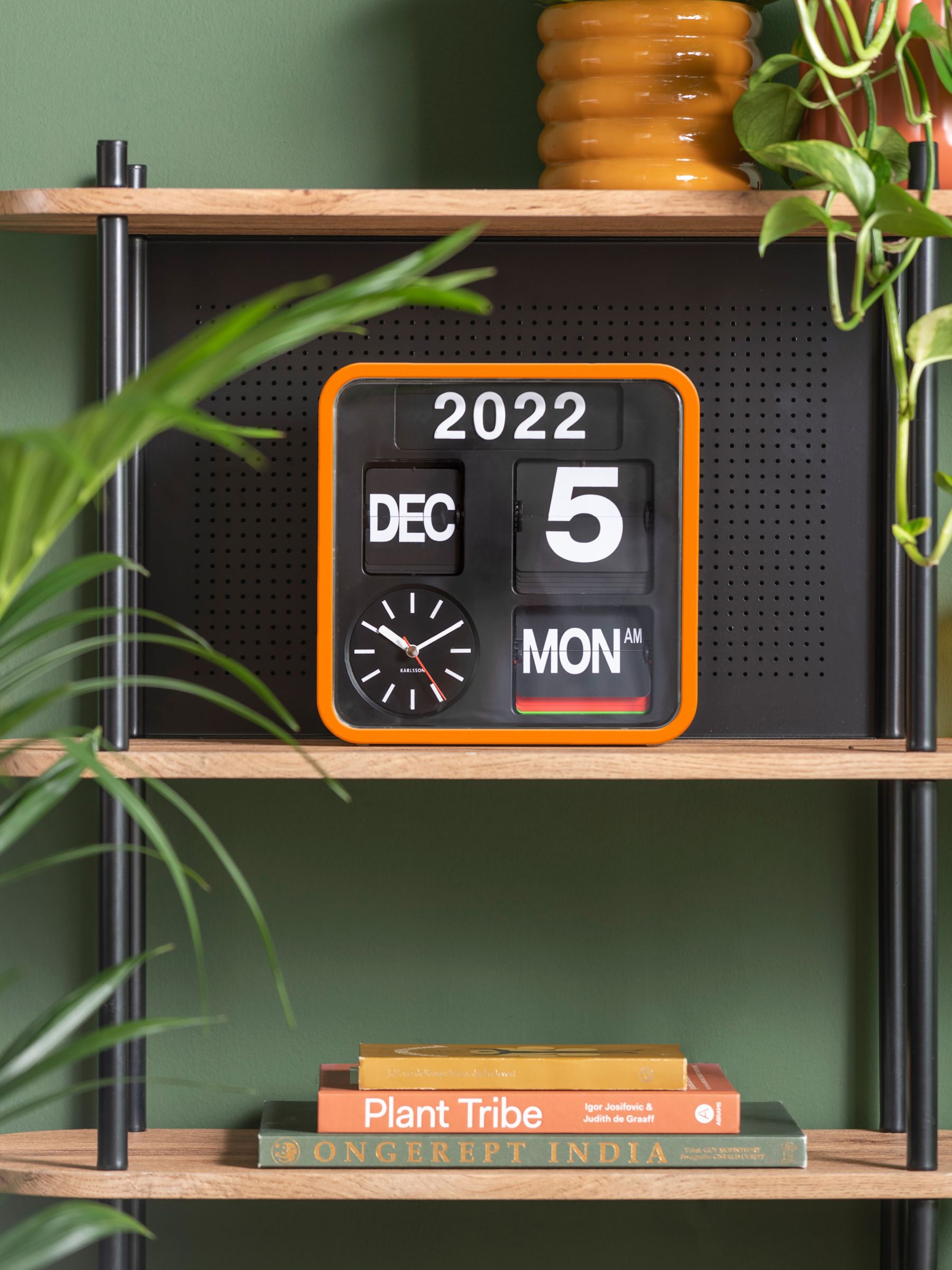 flip wall clock orange