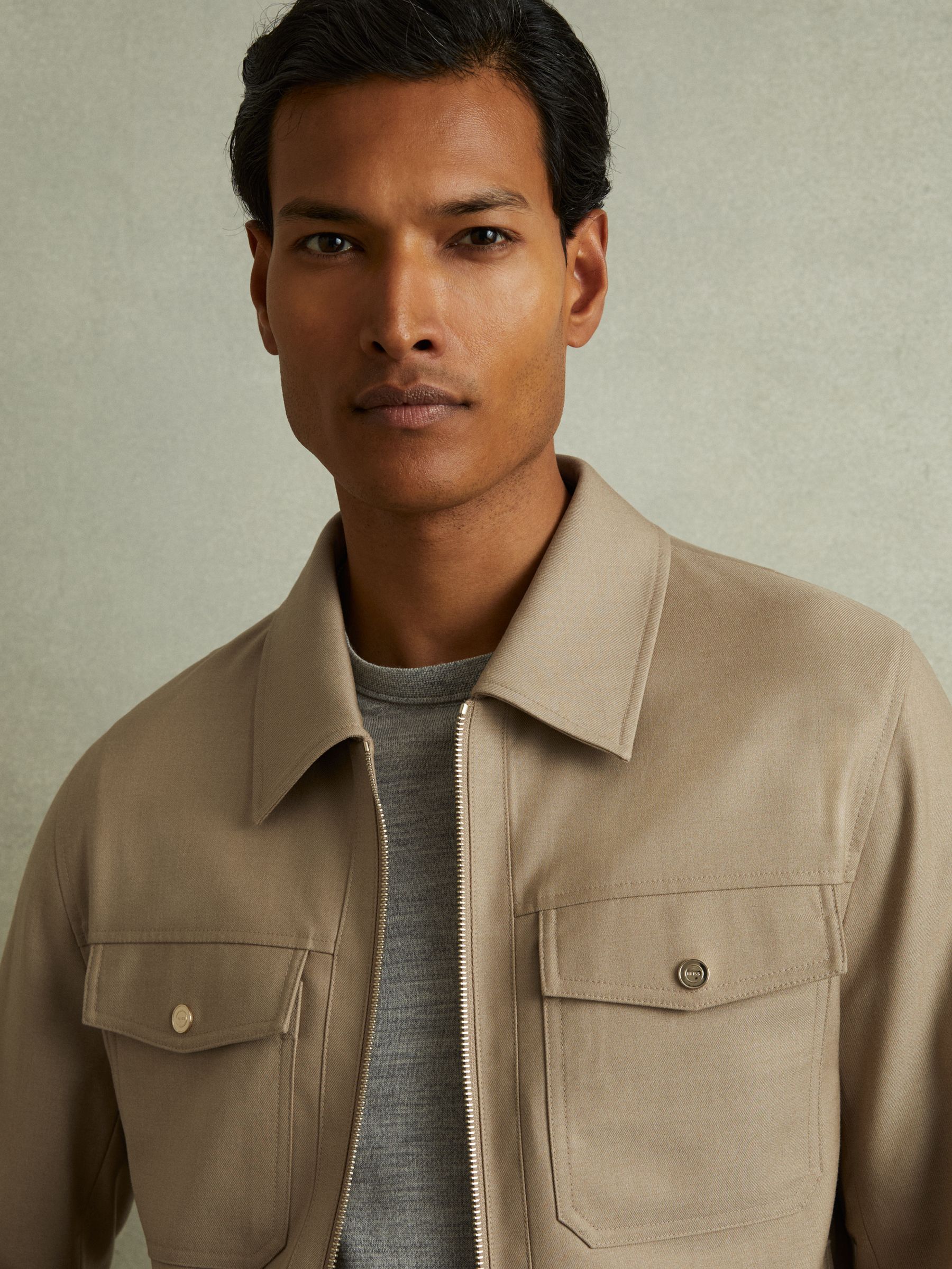 Reiss Pound Light Camel Moleskin Finish Trucker Jacket - REISS