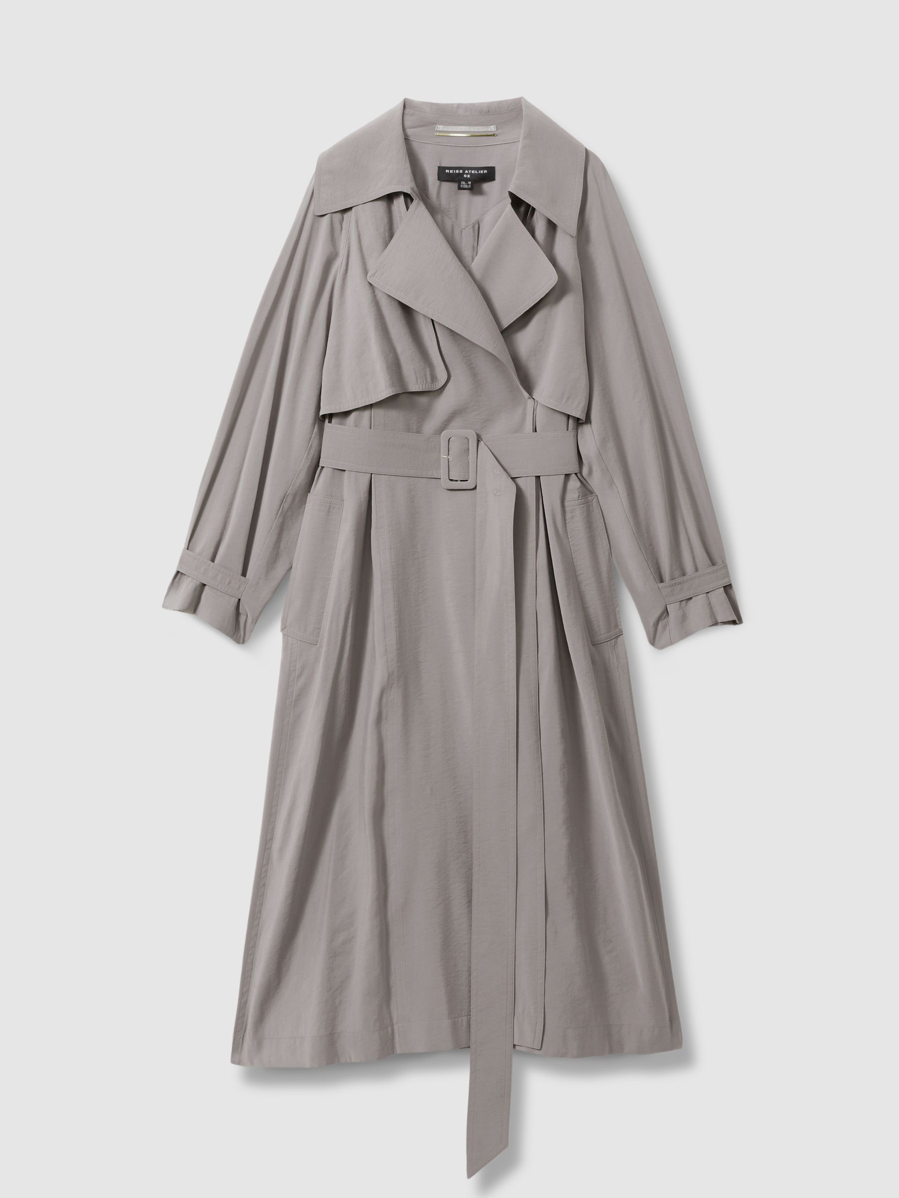 Reiss Atelier Belted Trench Coat in Grey | REISS