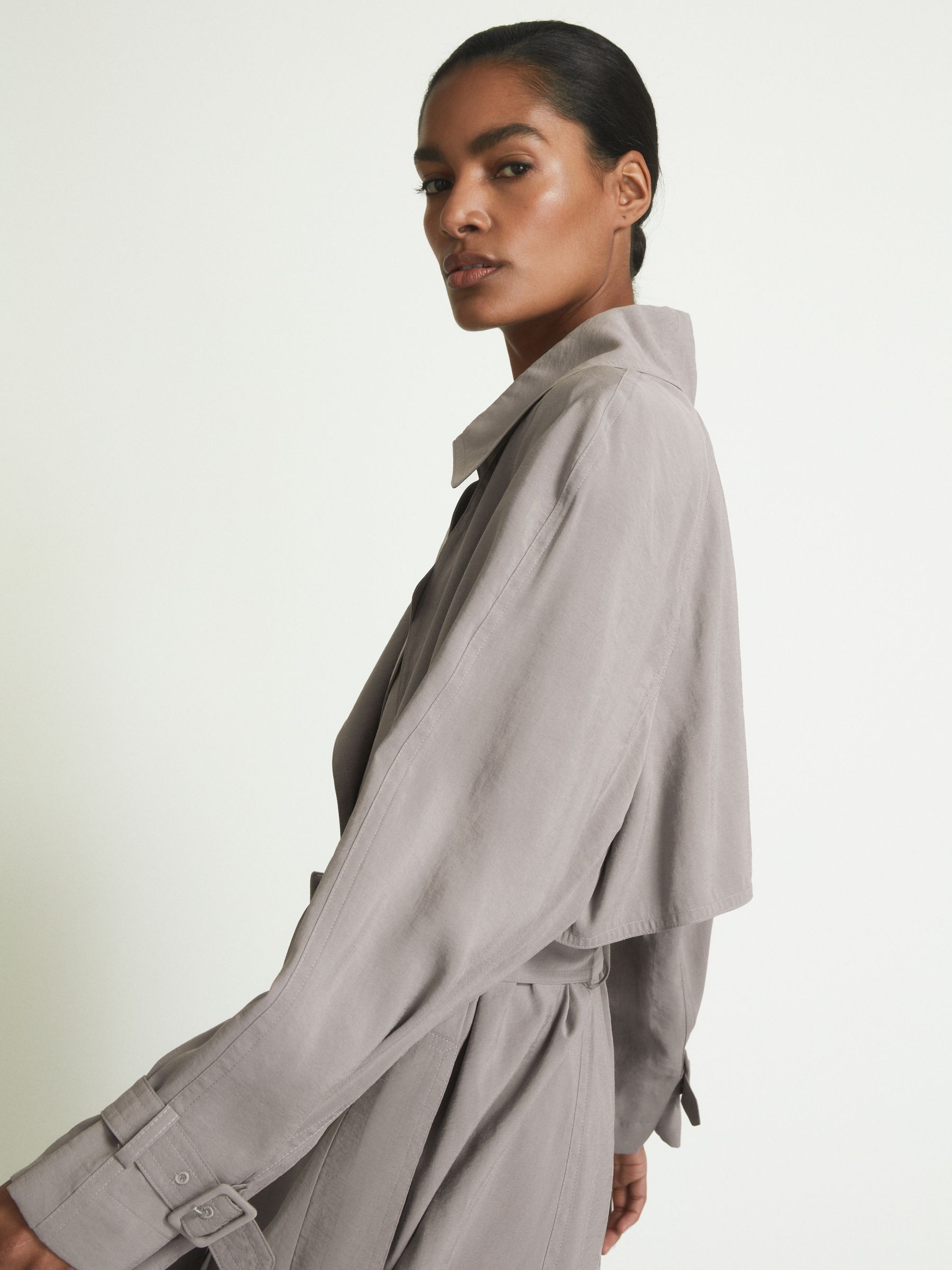 Reiss Atelier Belted Trench Coat in Grey | REISS