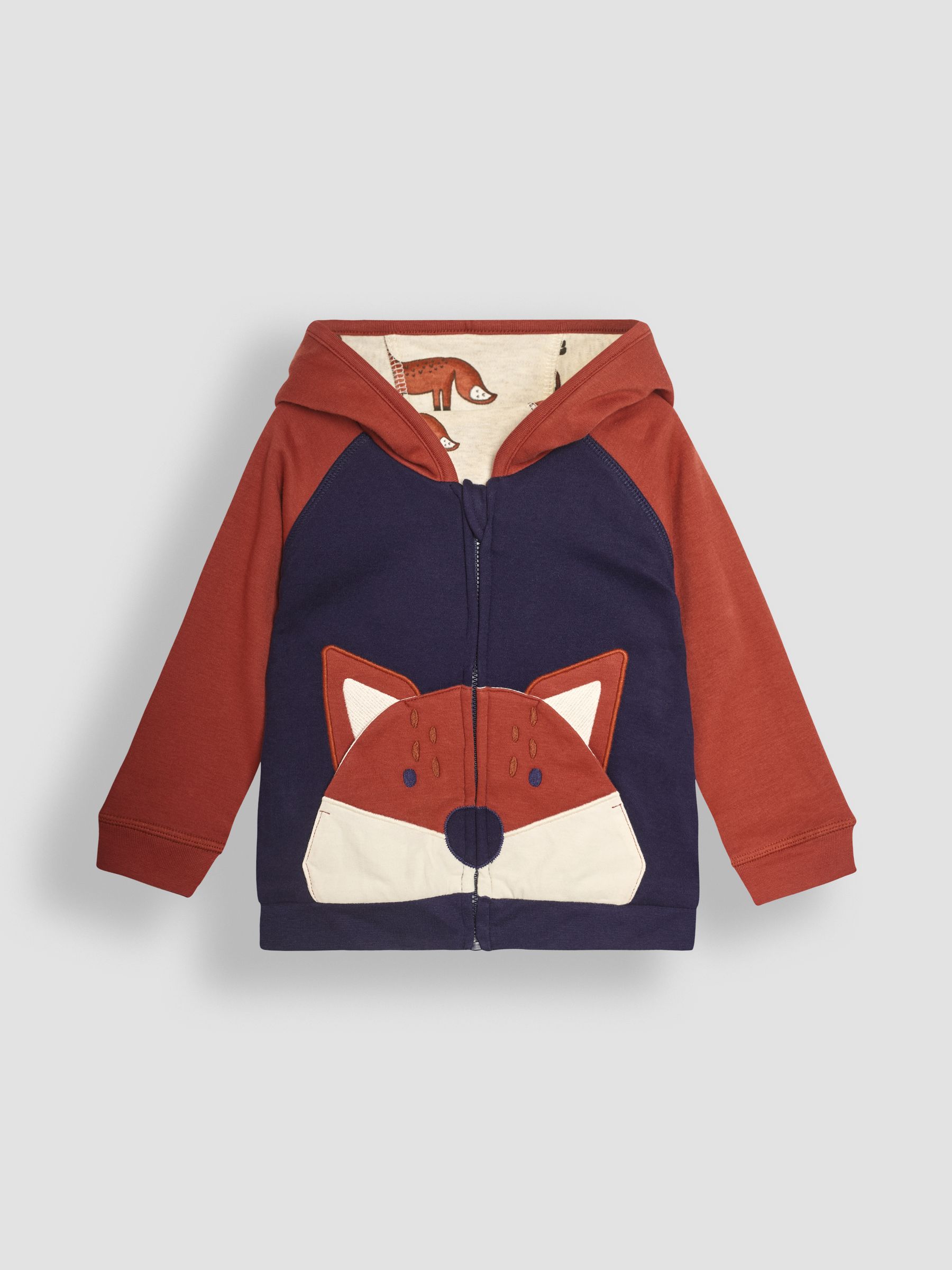 Rust Fox Applique Reversible Hoodie | JoJo Maman Bébé