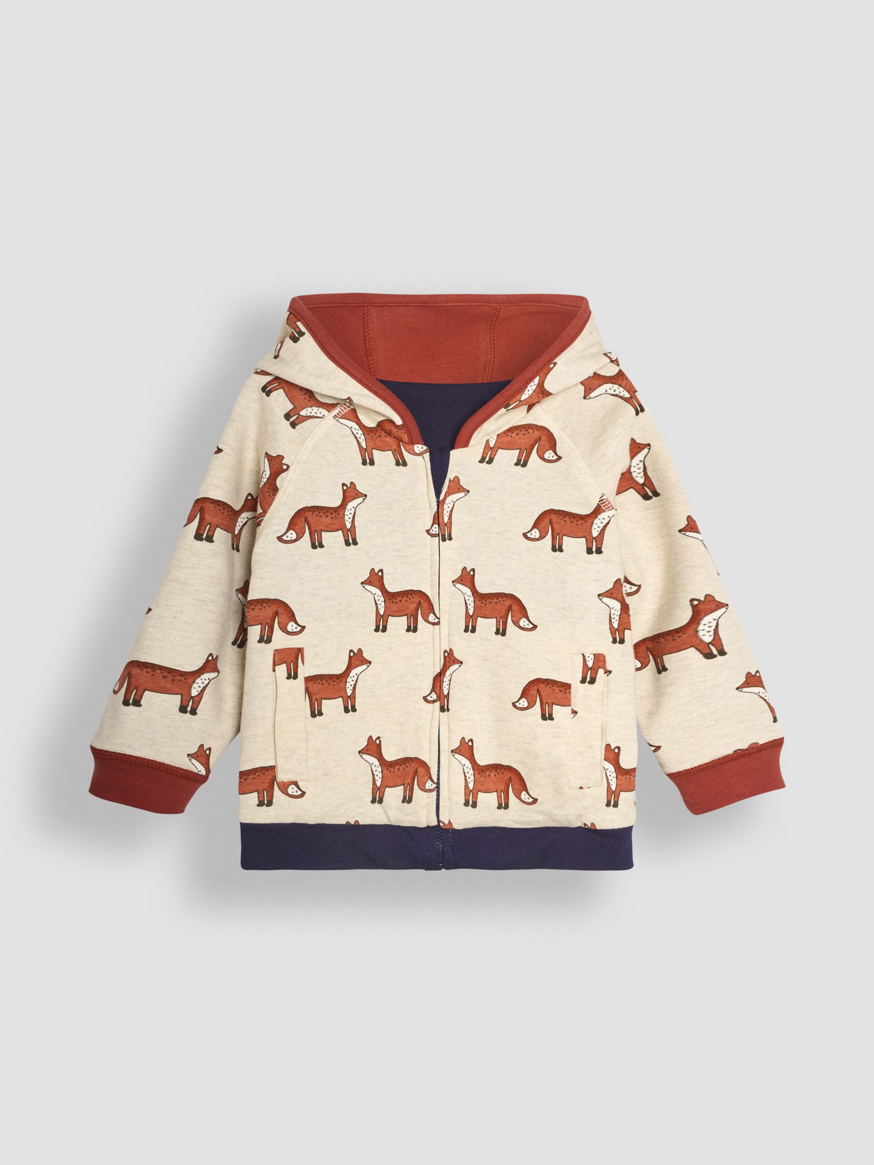 Rust Fox Applique Reversible Hoodie | JoJo Maman Bébé