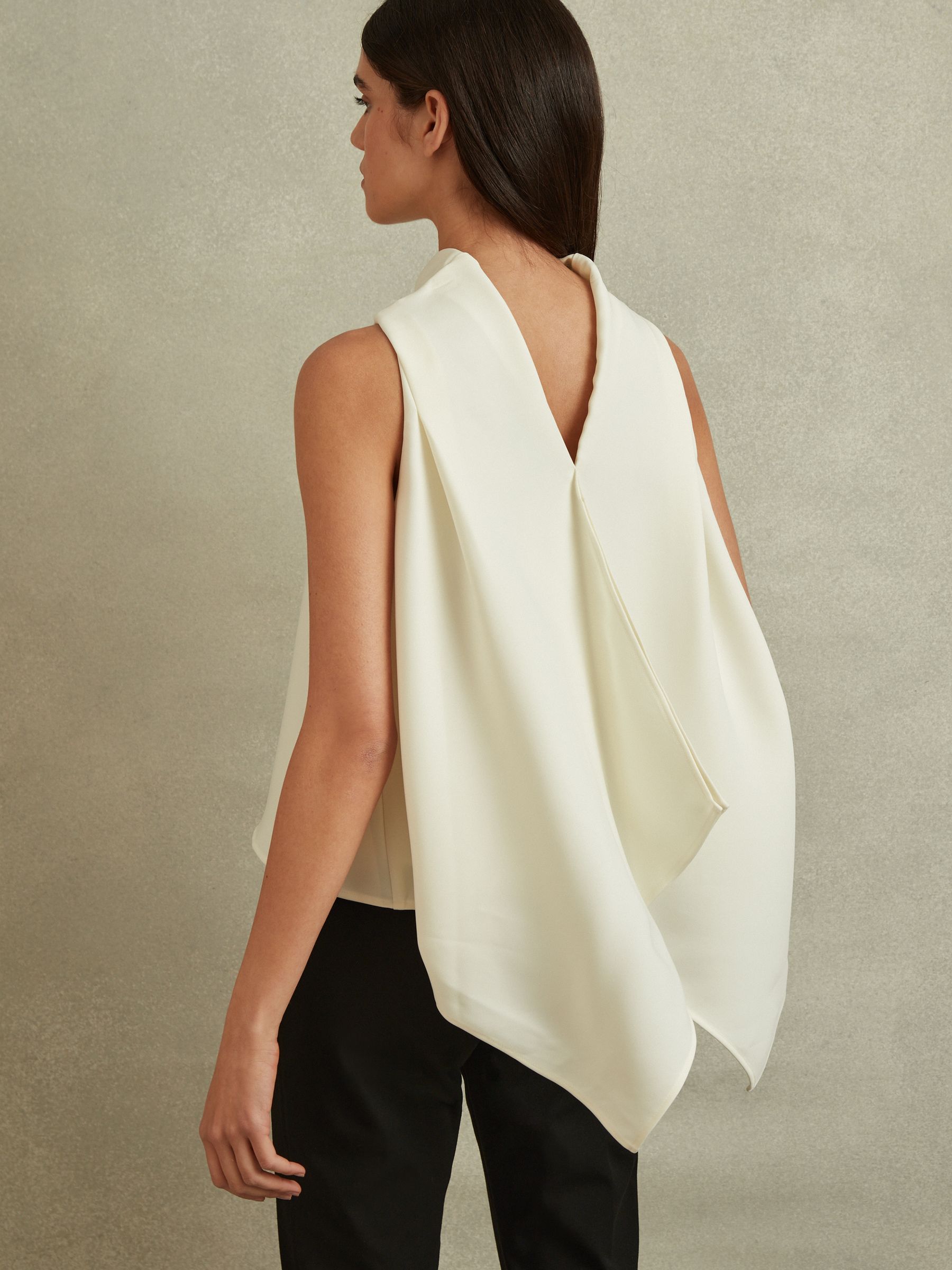 Reiss Split Back Cowl Neck Top in Ivory - REISS