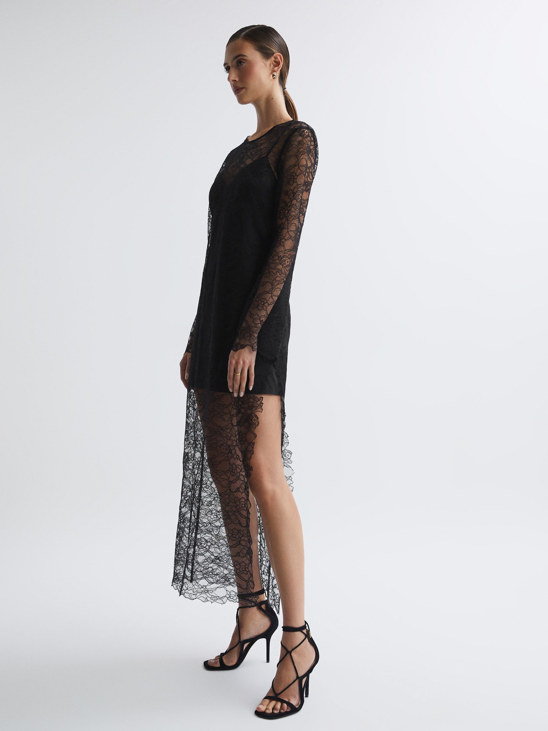 Reiss Anna Quan Lace Maxi Dress in Black - REISS