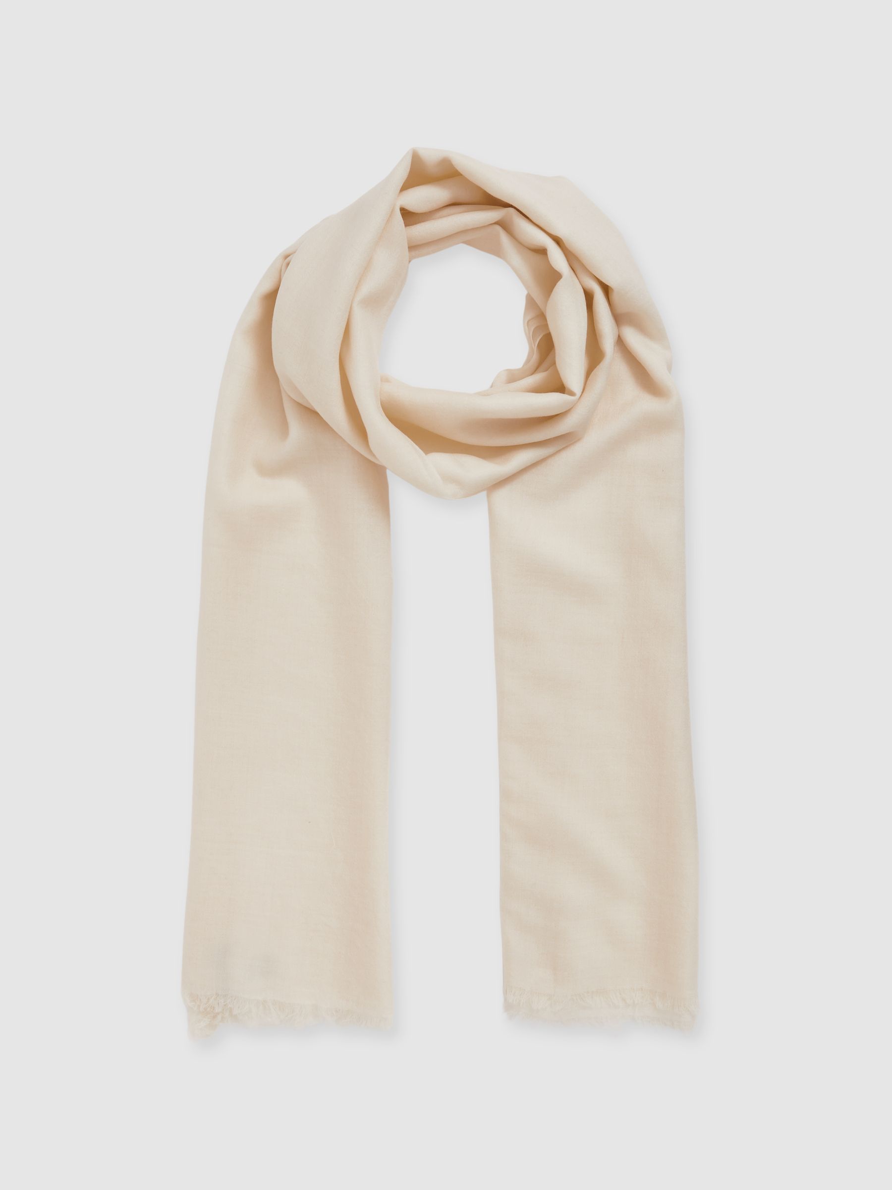 Wool Cashmere Lightweight Scarf in Off White