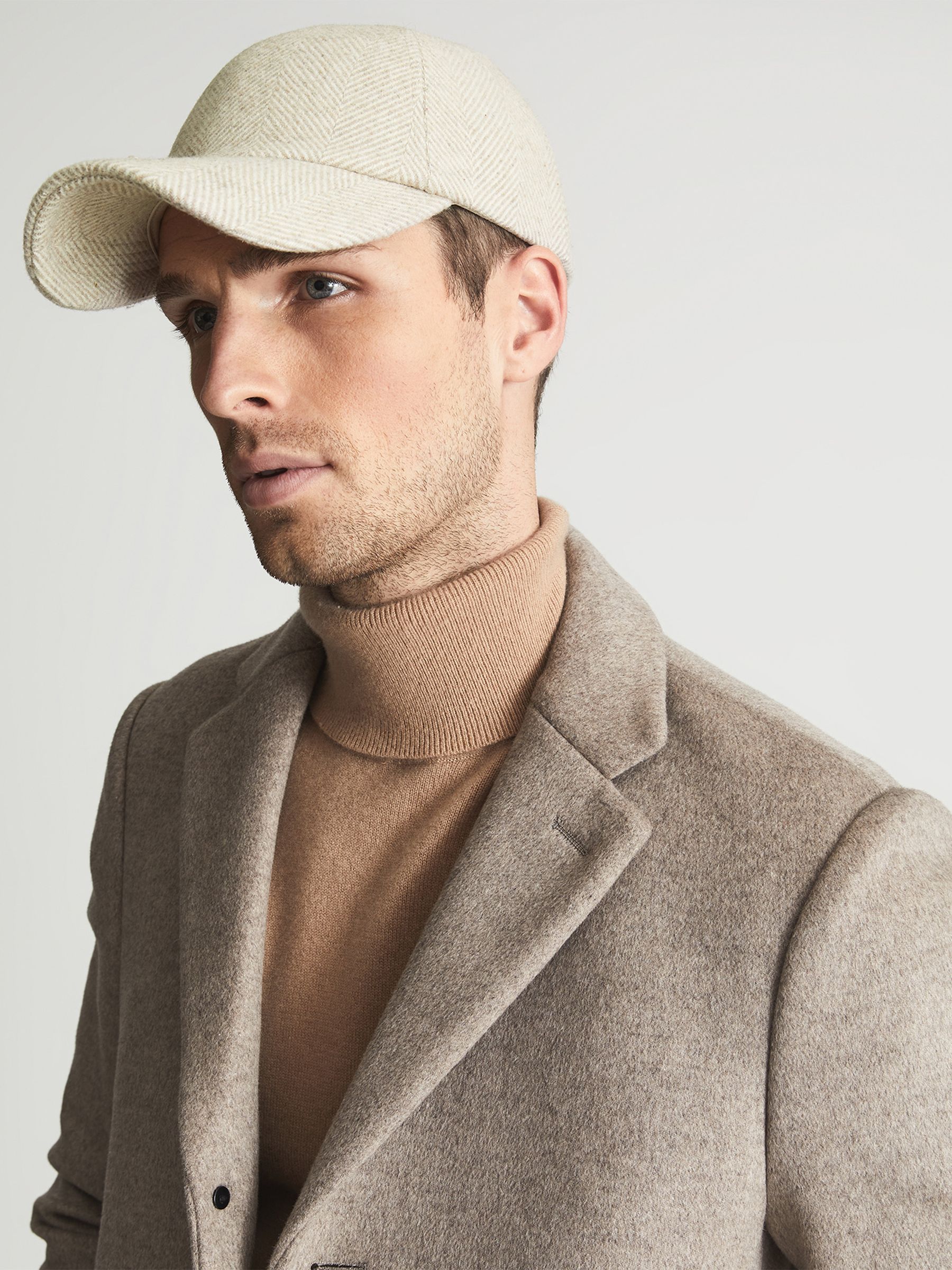 Reiss Wool Blend Baseball Cap in Oatmeal | REISS