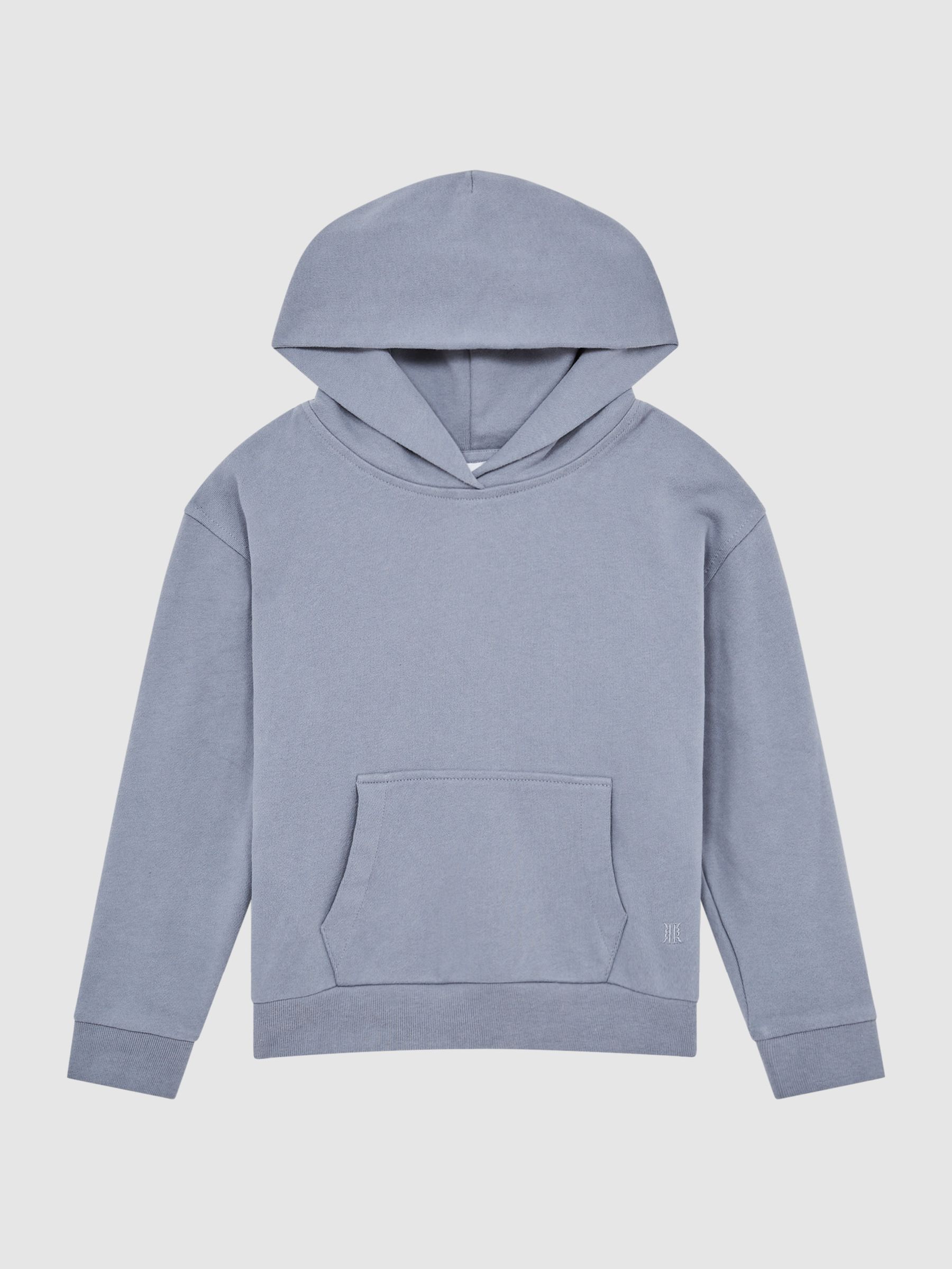 Reiss Oversized Cotton Jersey Hoodie in Ashley Blue - REISS
