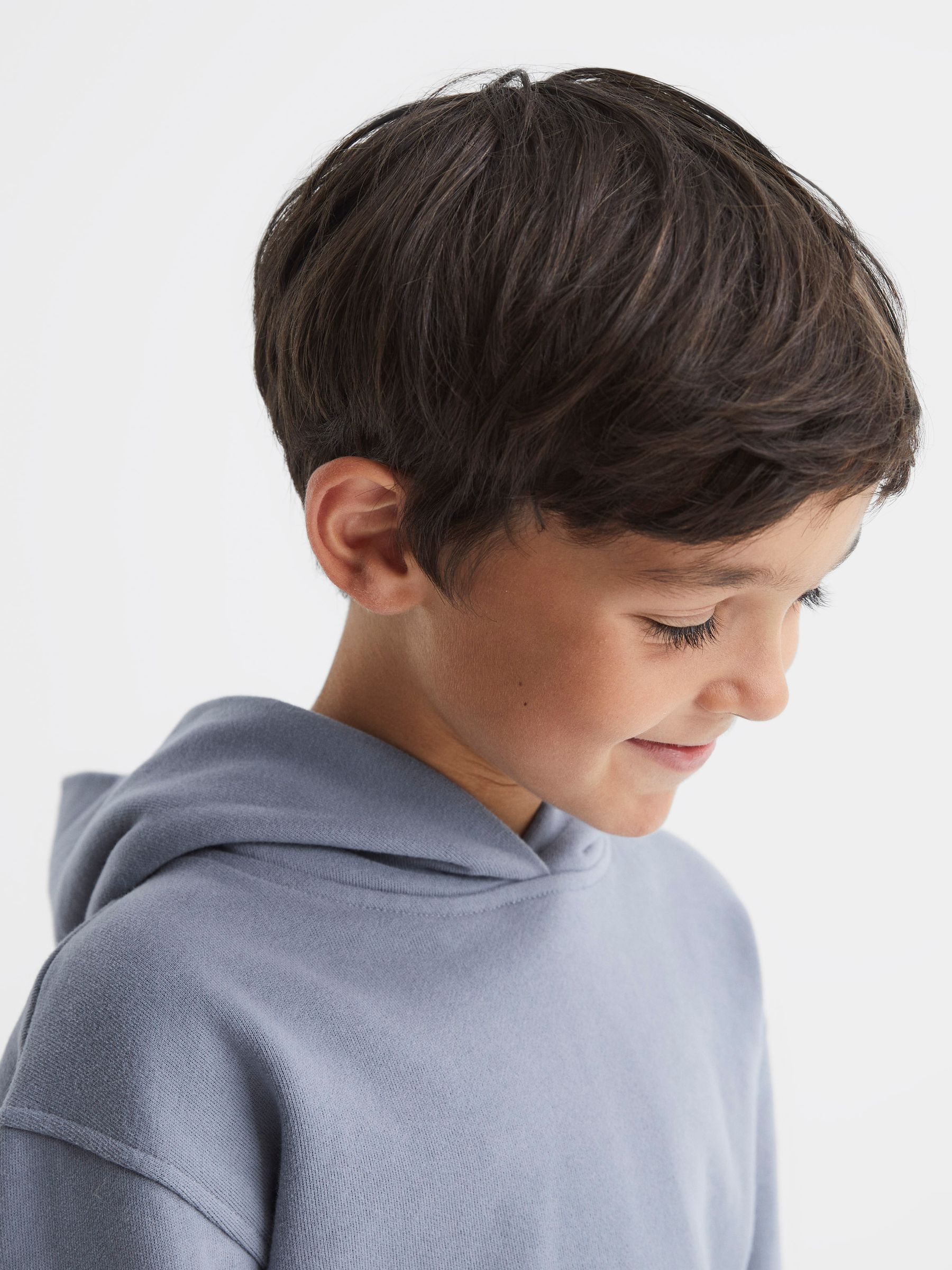 Reiss Oversized Cotton Jersey Hoodie in Ashley Blue - REISS