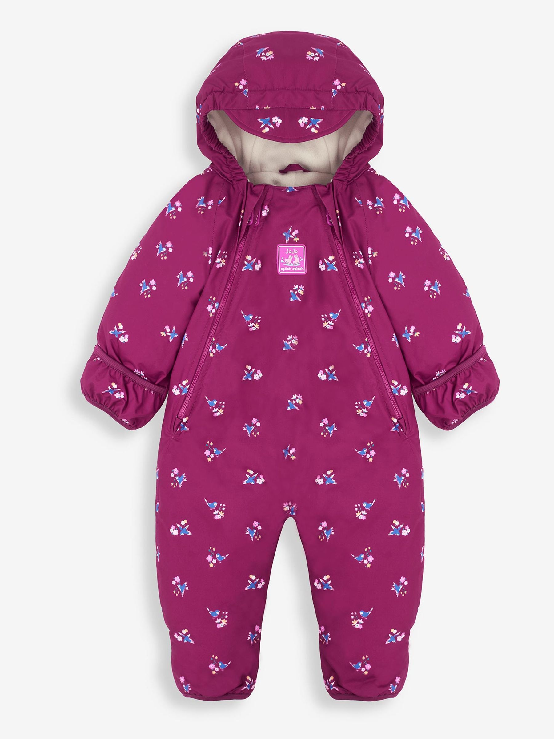 Purple Bird Waterproof Fleece Lined Puddle Suit | JoJo Maman Bébé