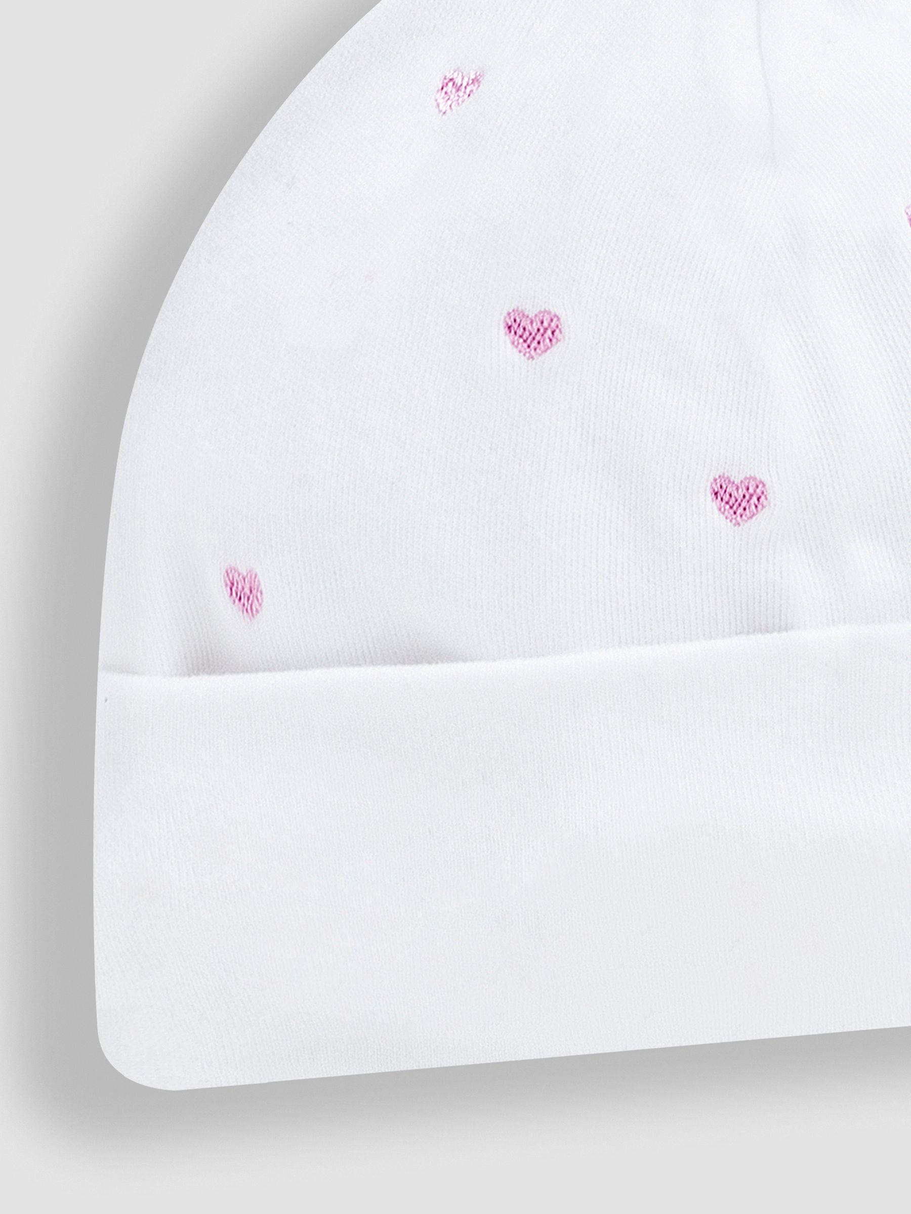Pink Heart Embroidered Cotton Baby Hat | JoJo Maman Bébé