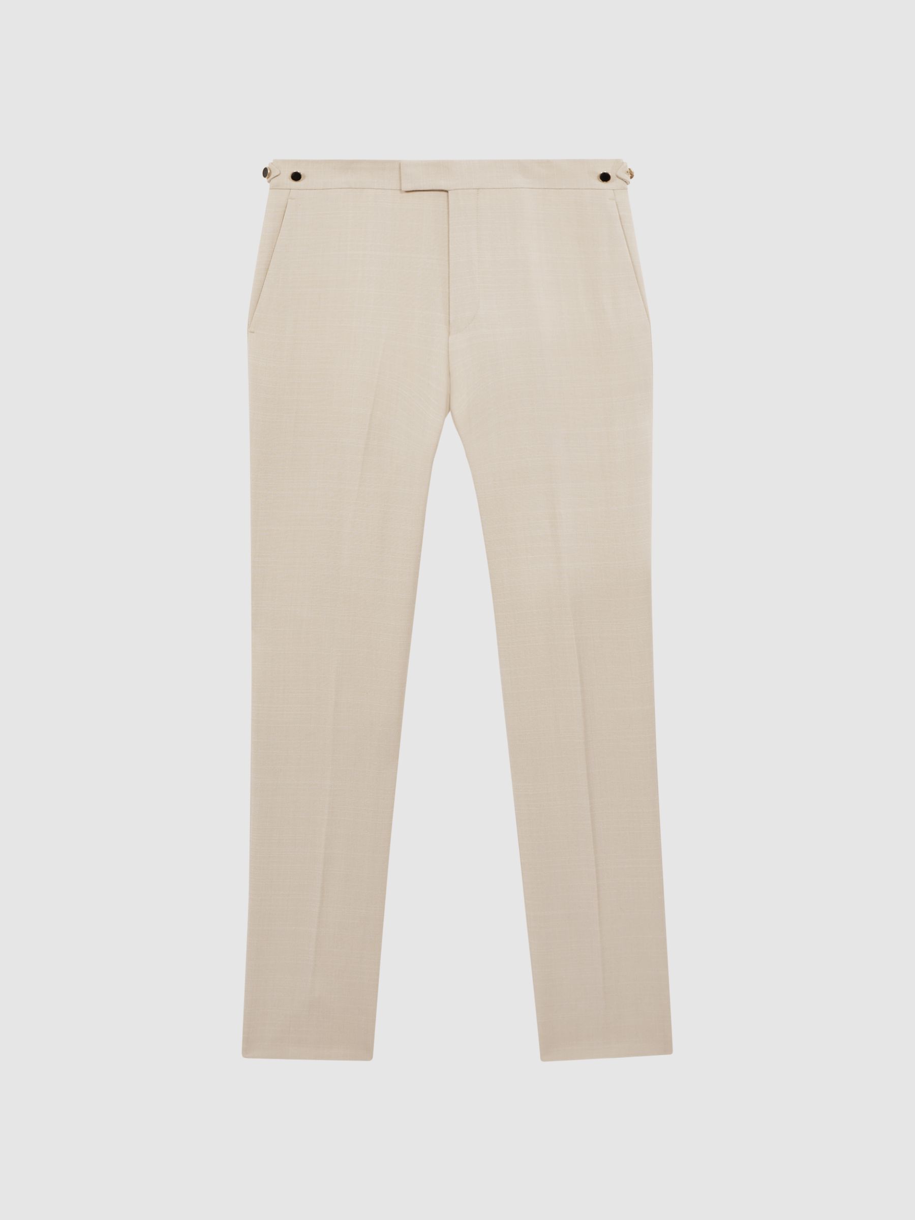 Reiss Slim Fit Textured Side Adjuster Trousers in Ivory - REISS