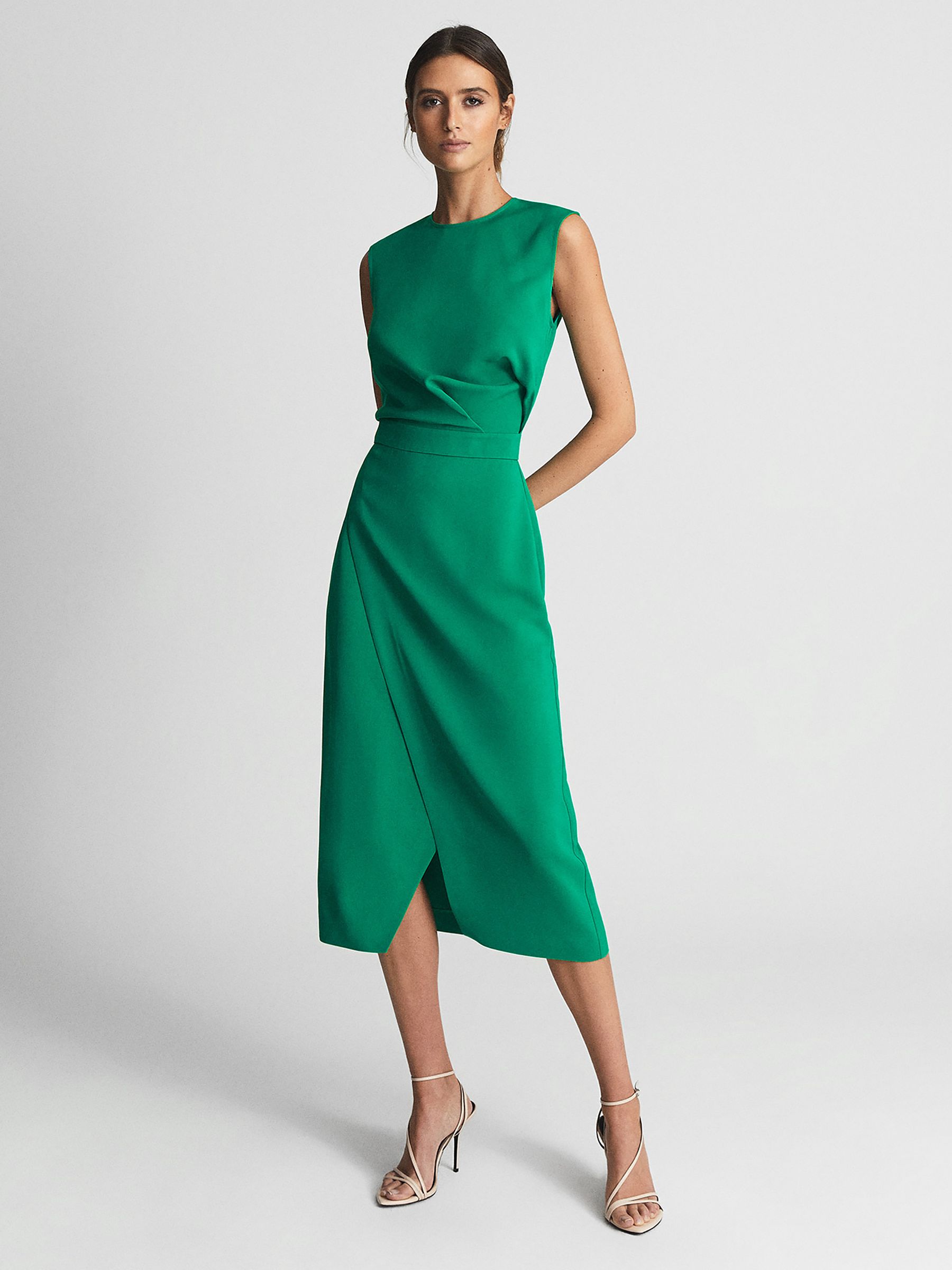 Reiss Sleeveless Bodycon Dress in Green | REISS