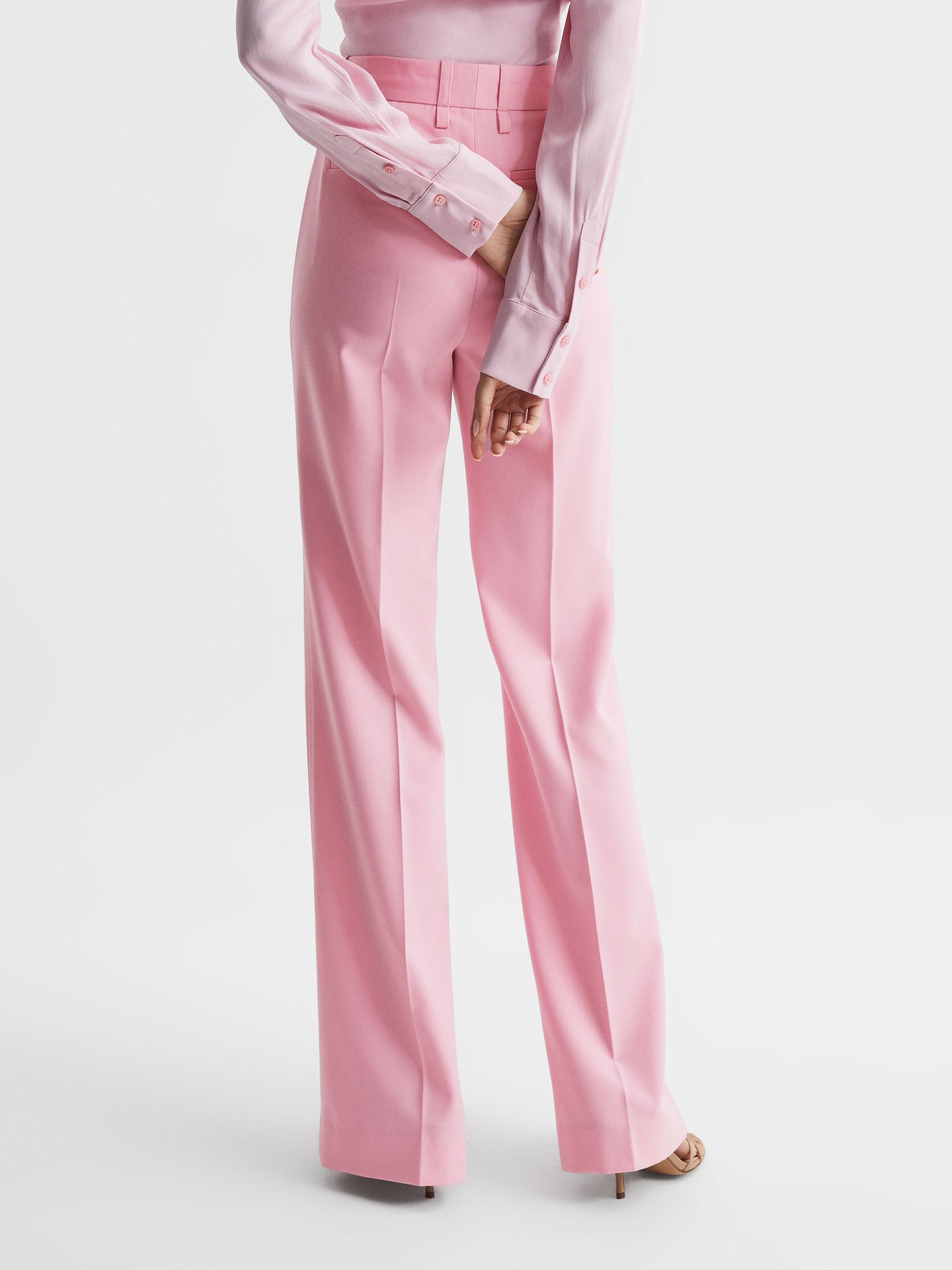 Reiss High Rise Wide Leg Trousers in Pink - REISS