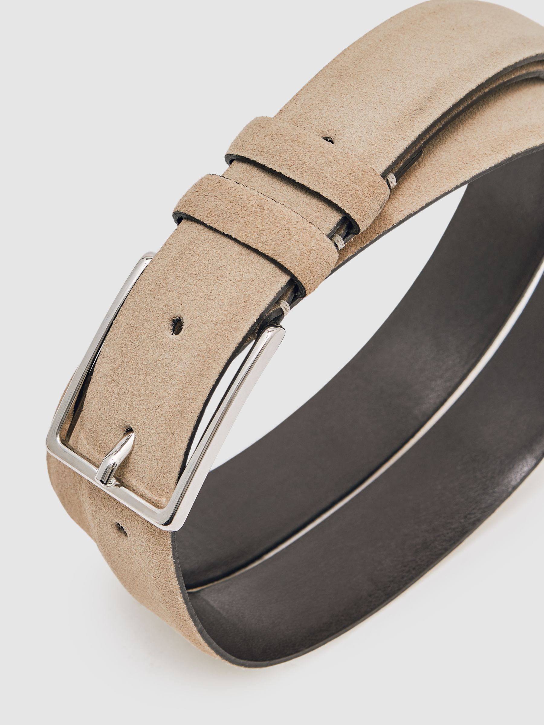 Reiss Suede Belt in Stone - REISS