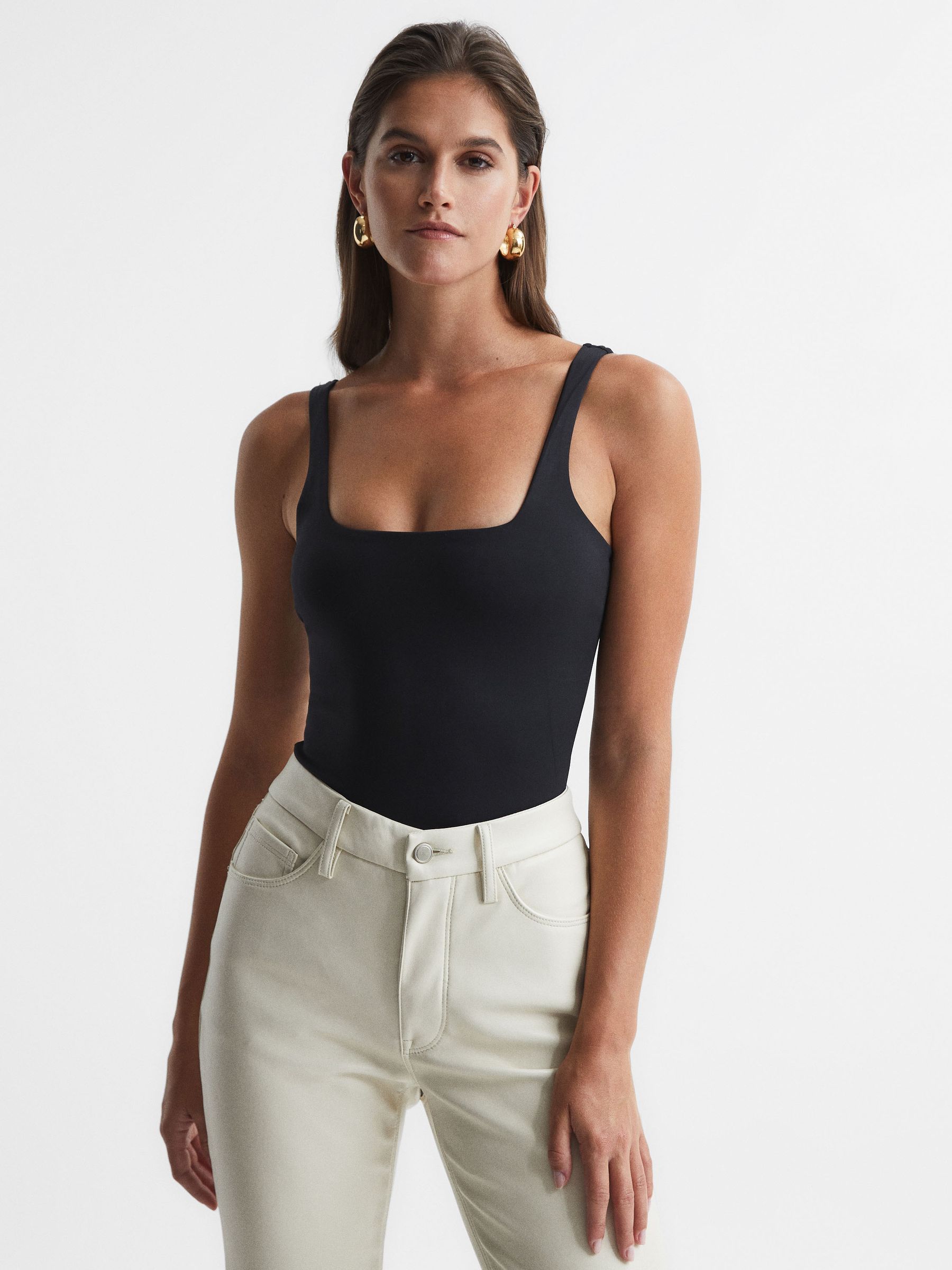 Reiss Good American Square Neck Bodies in Black - REISS