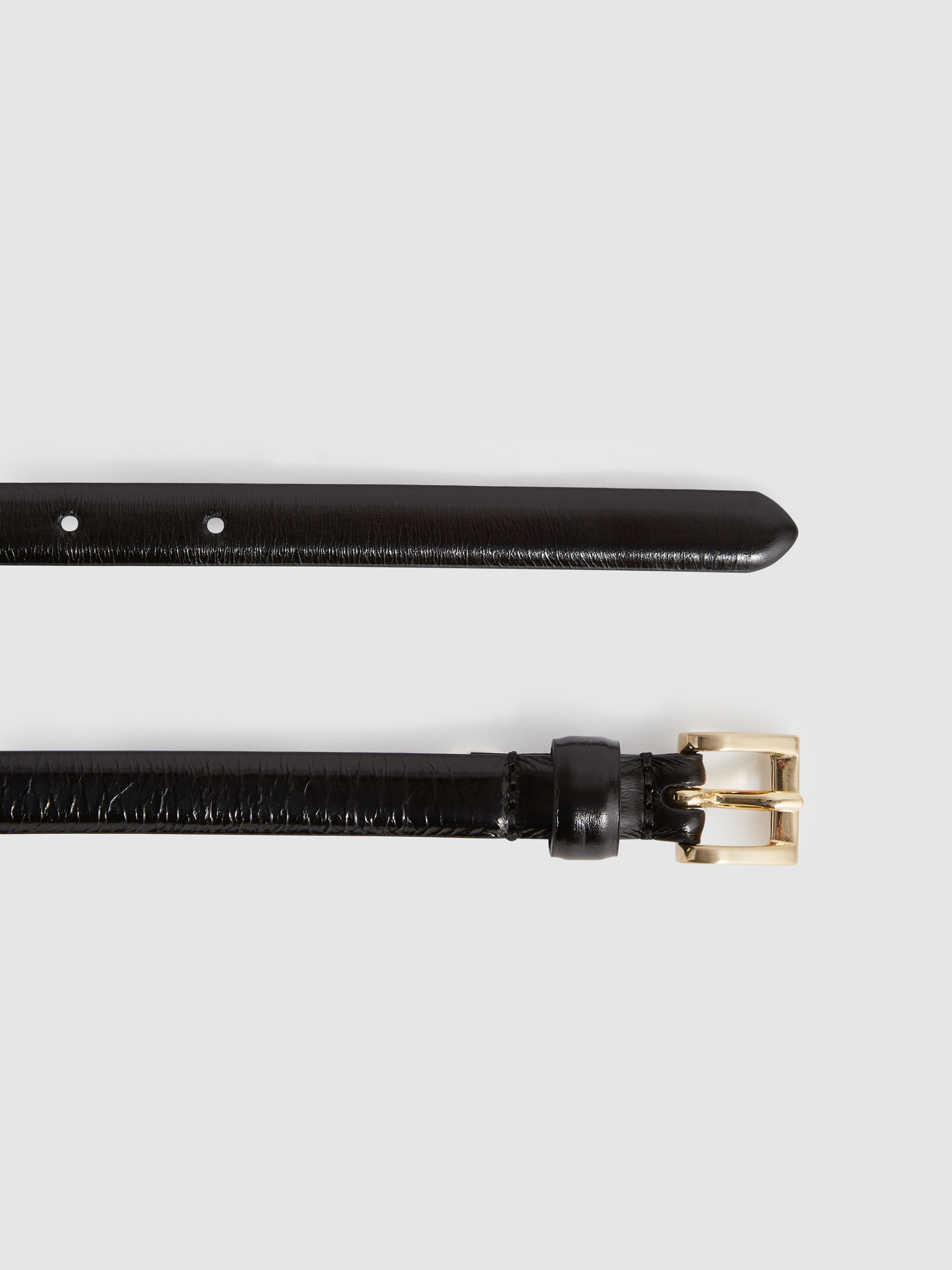 Reiss Mini Leather Belt in Black | REISS