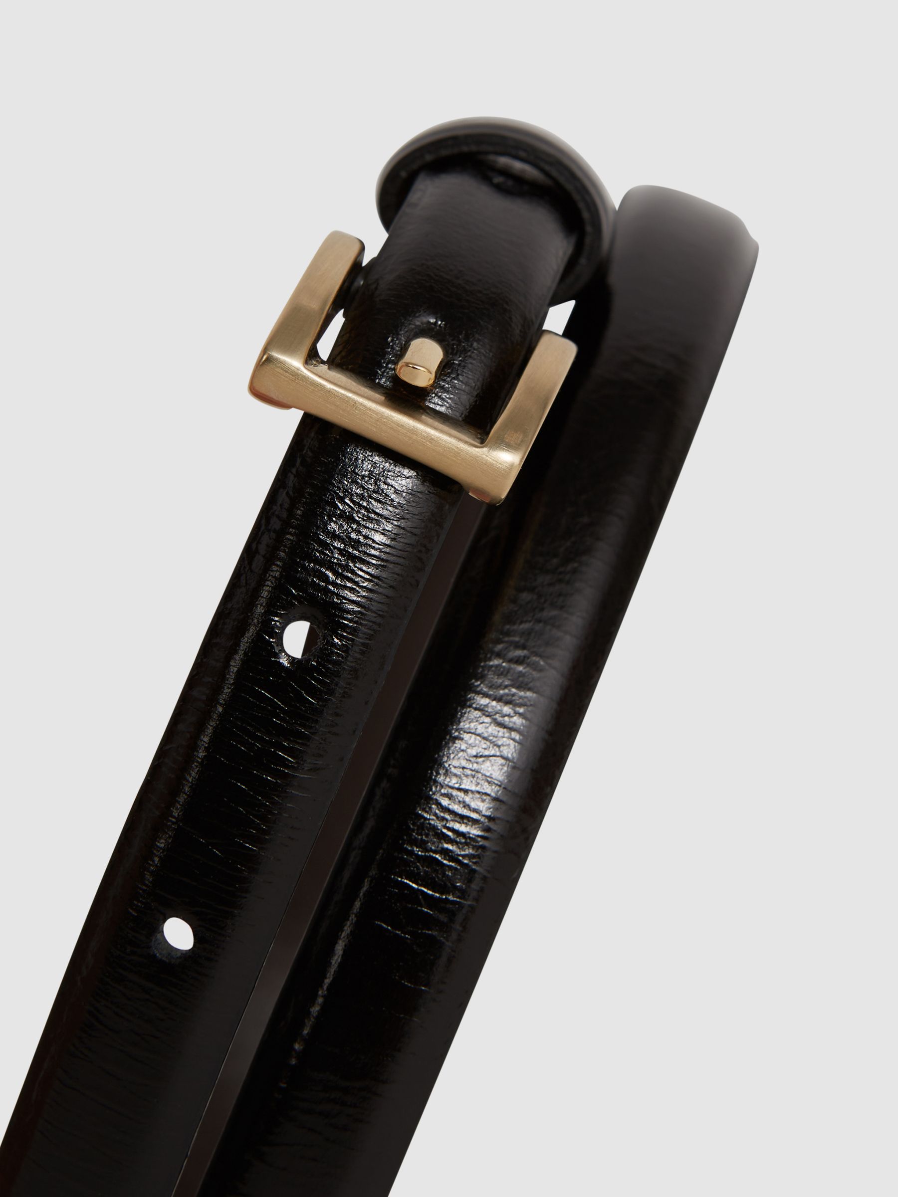 Reiss Mini Leather Belt in Black | REISS