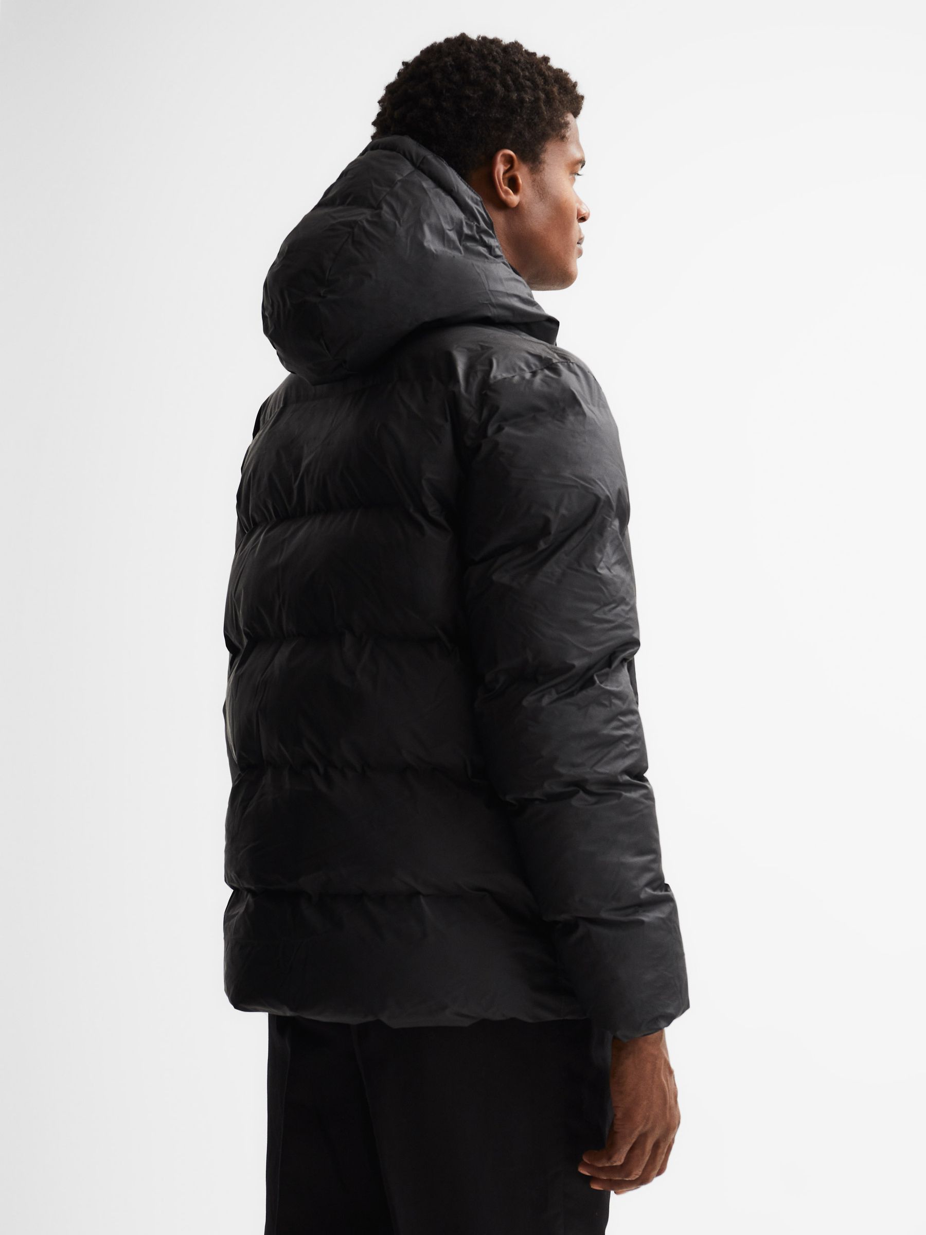 Reiss Rains Hooded Puffer Jacket in Black - REISS