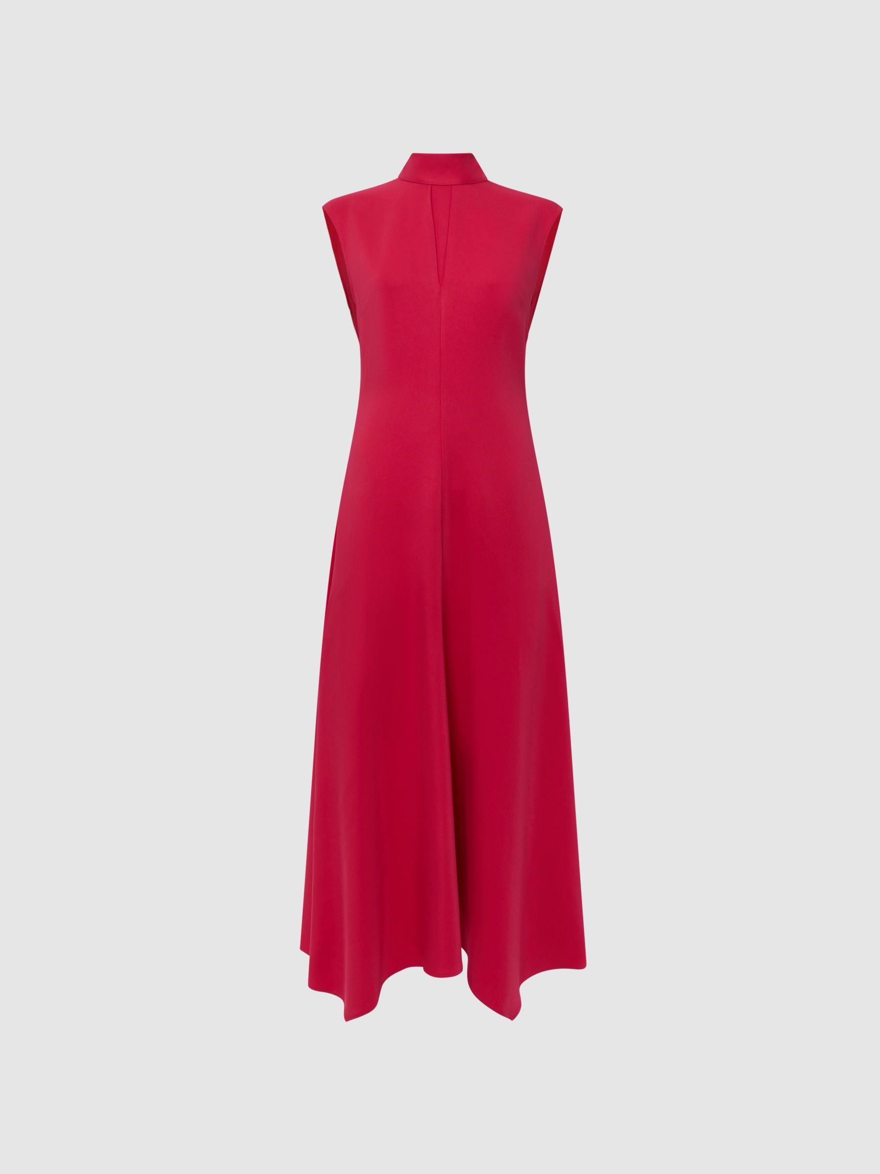 Reiss Open Back Midi Dress in Bright Pink - REISS