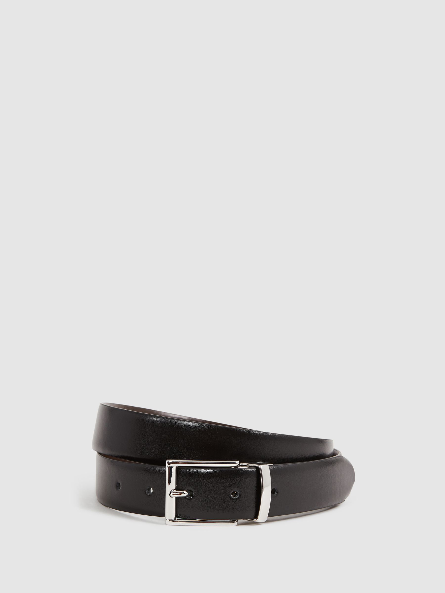 Reiss Reversible Leather Belt in Black/Dark Brown - REISS