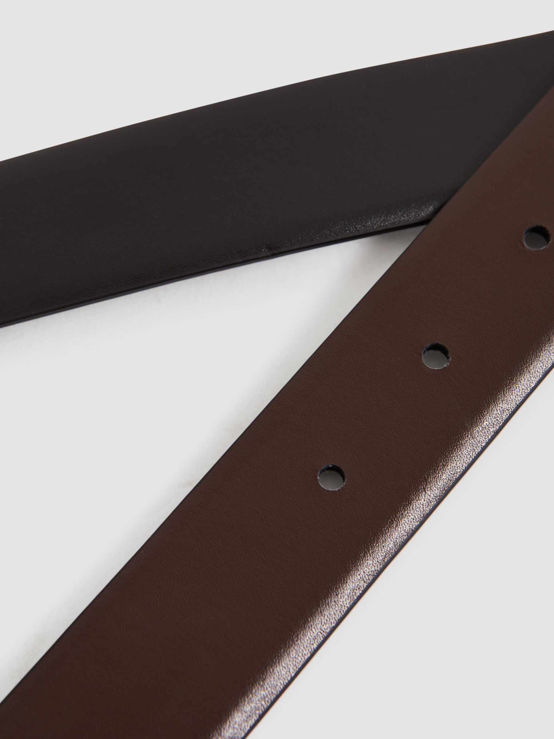 Reiss Reversible Leather Belt in Black/Dark Brown - REISS