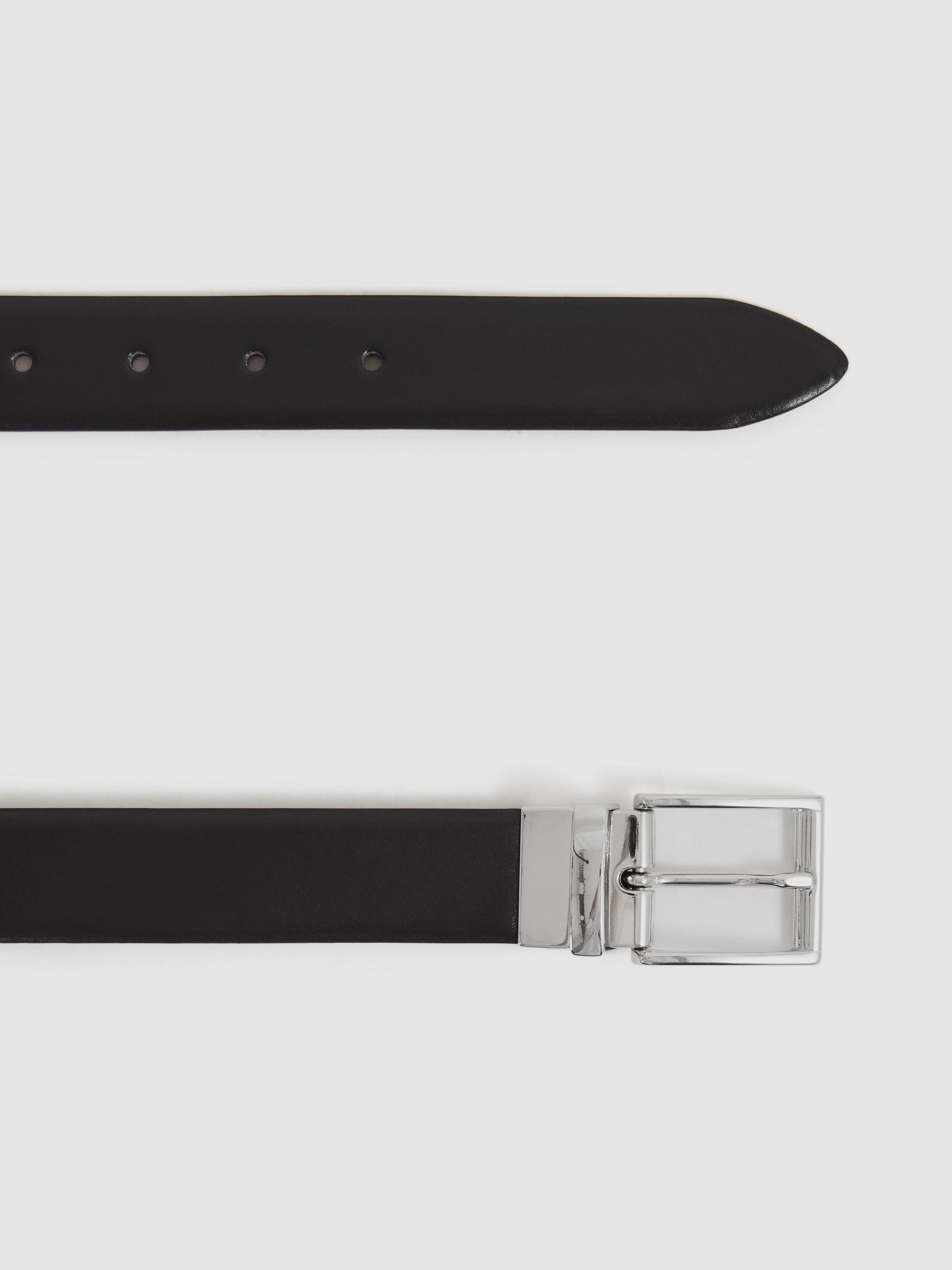 Reiss Reversible Leather Belt in Black/Dark Brown - REISS