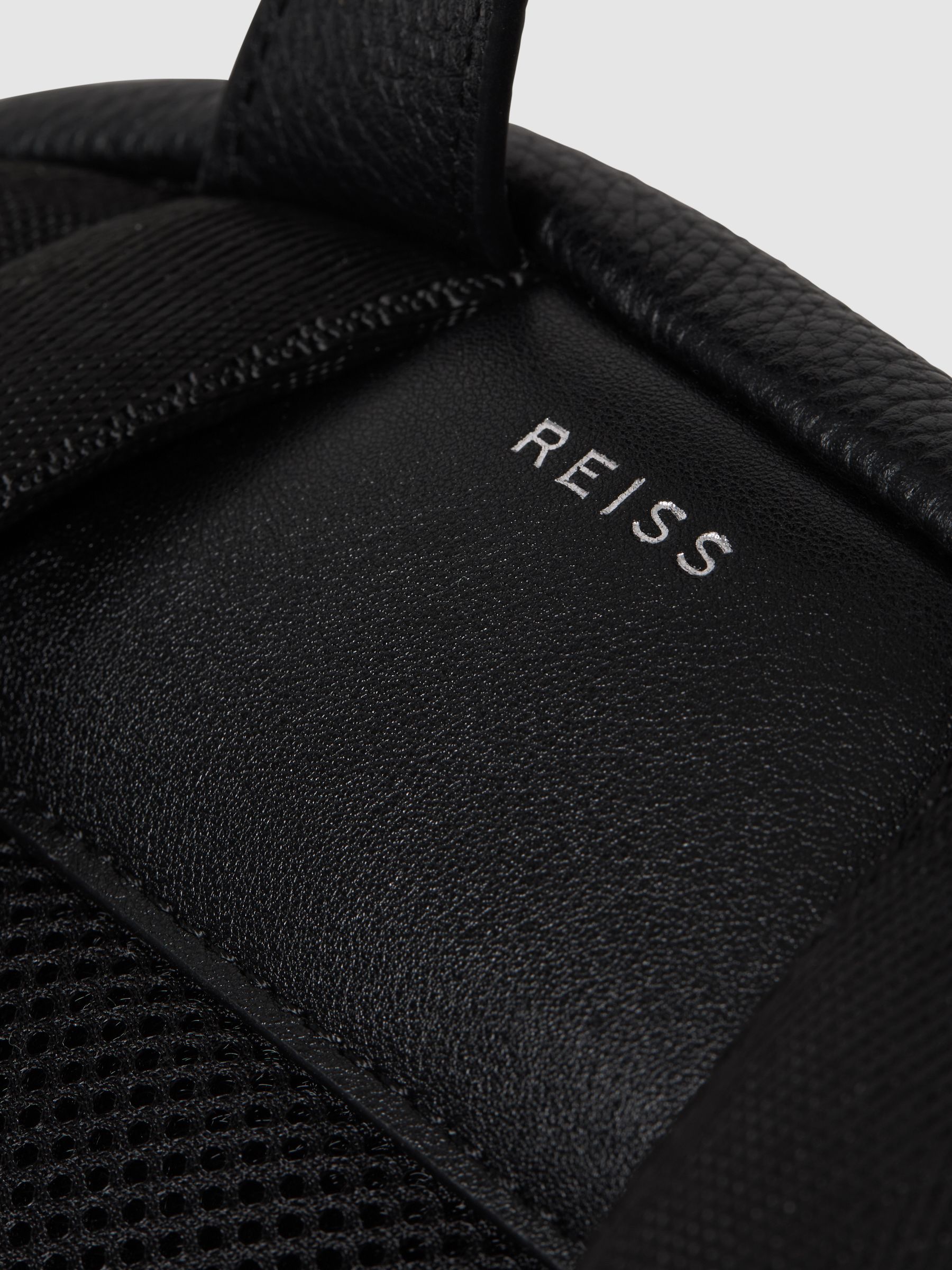 Reiss Leather Zipped Backpack in Black - REISS