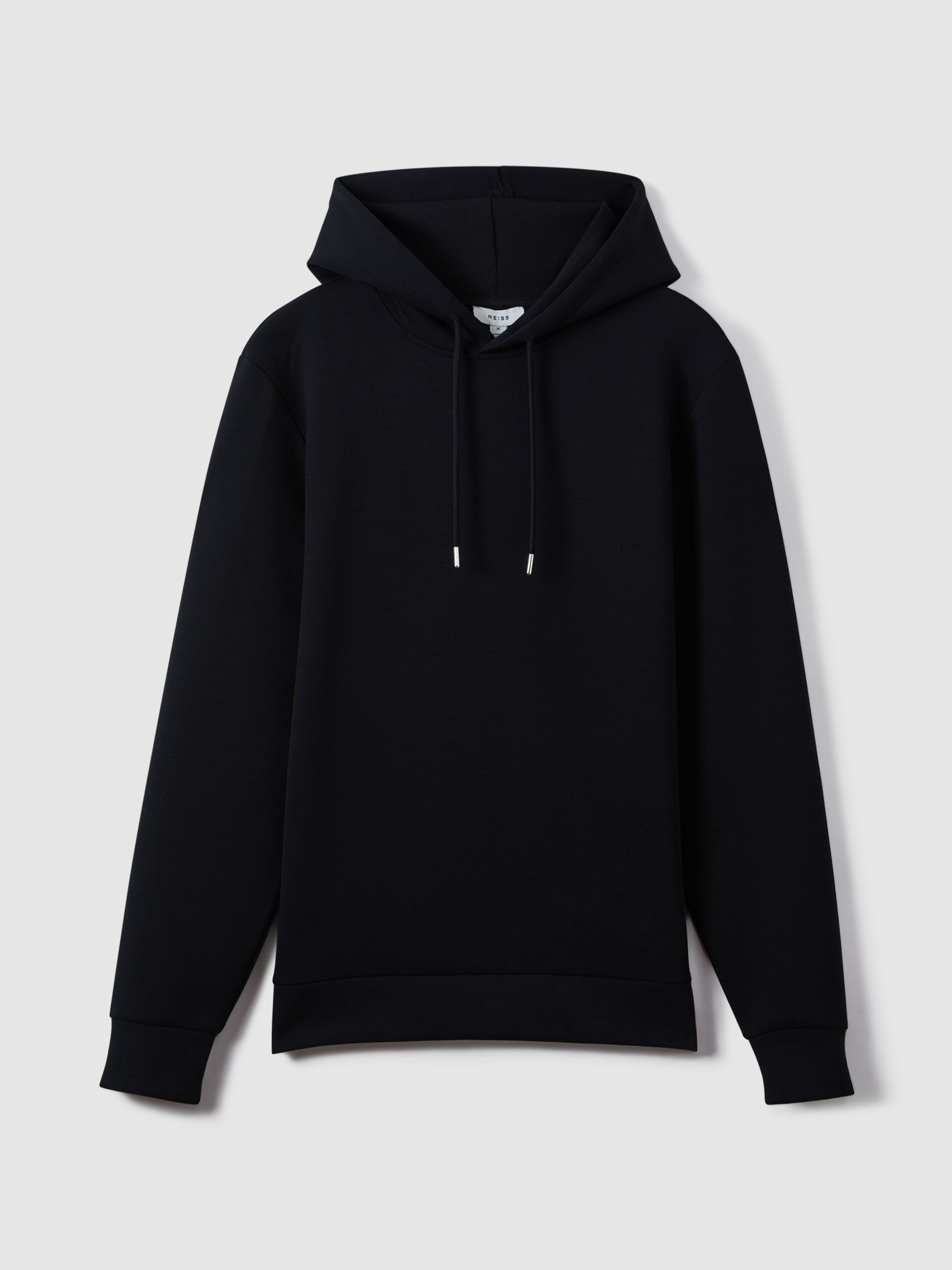 Reiss Plain Premium Interlock Jersey Hoodie In Navy REISS reiss-plain-premium-interlock-jersey-hoodie-in-navy-reiss