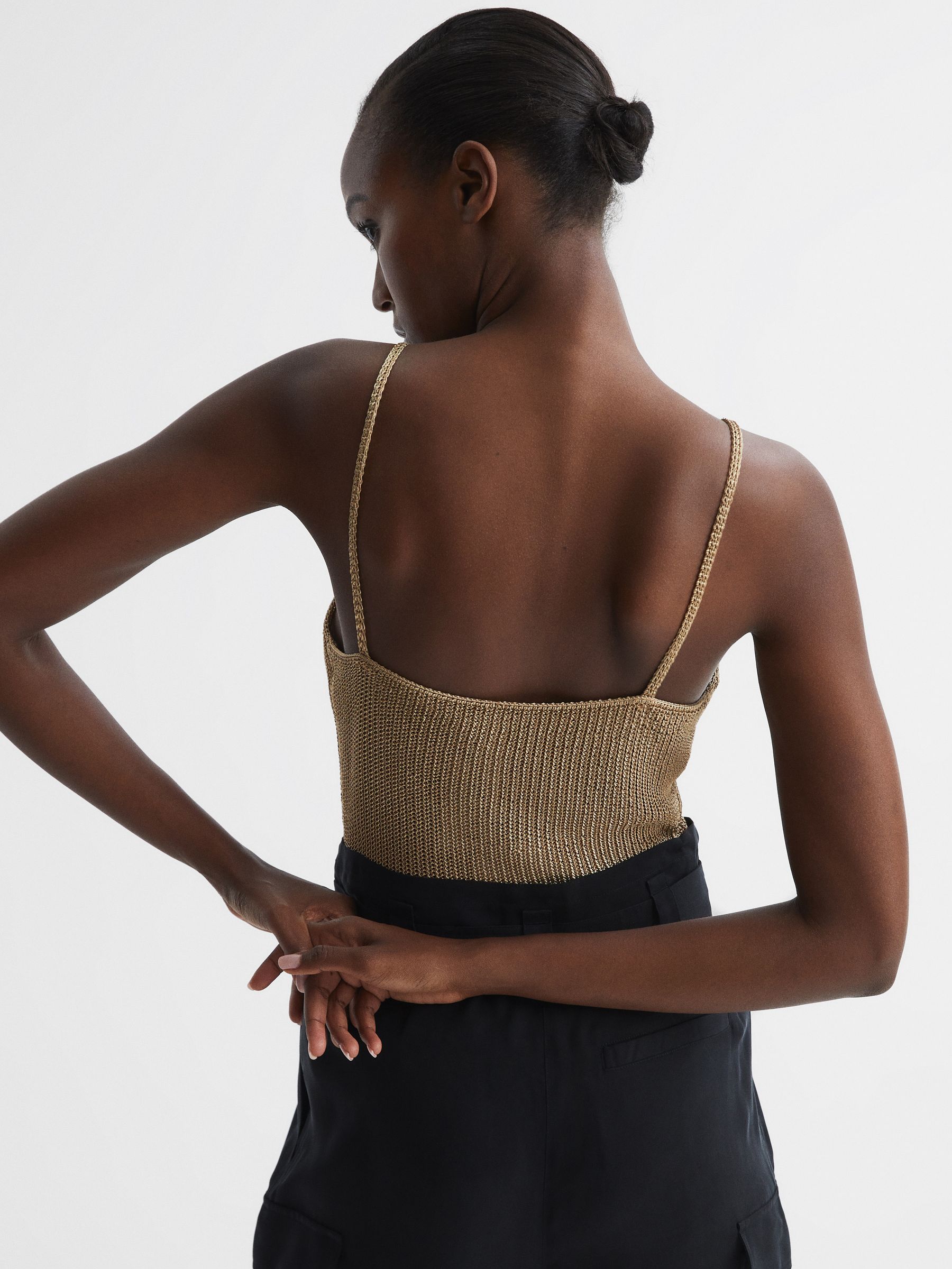 Reiss Metallic Vest in Gold | REISS