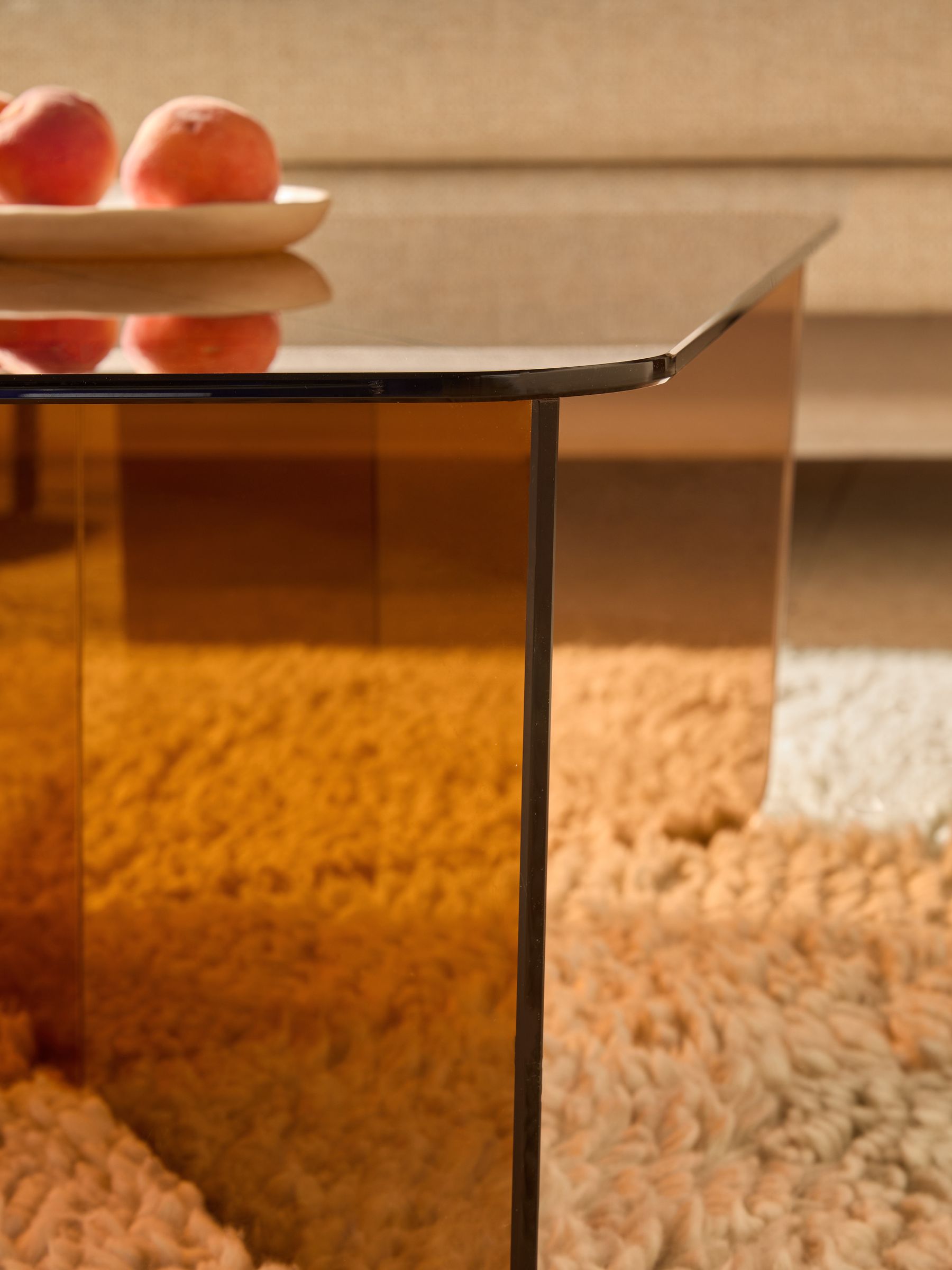 Oki Coffee Table in Caramel Glass | Made