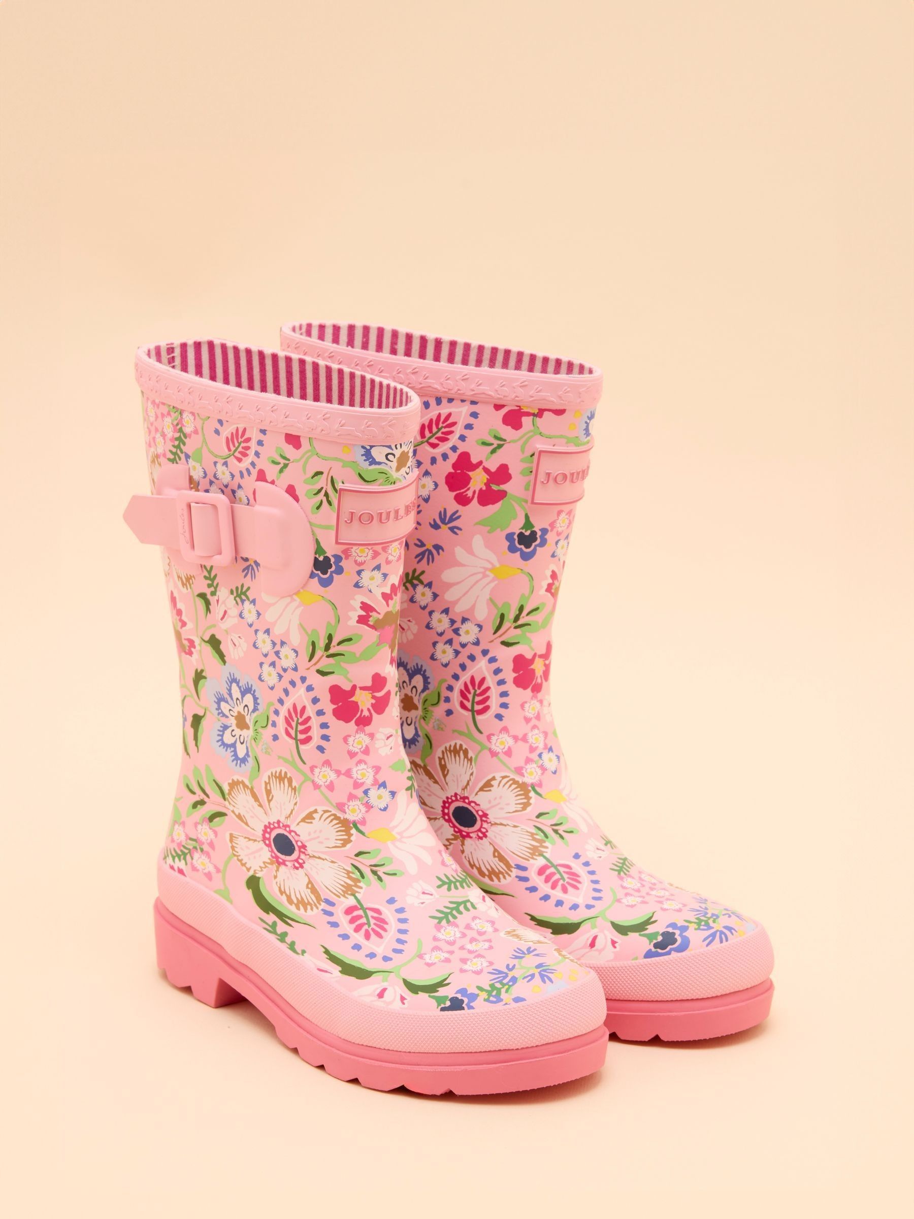 Kids' Pink Floral Printed Wellies | Joules