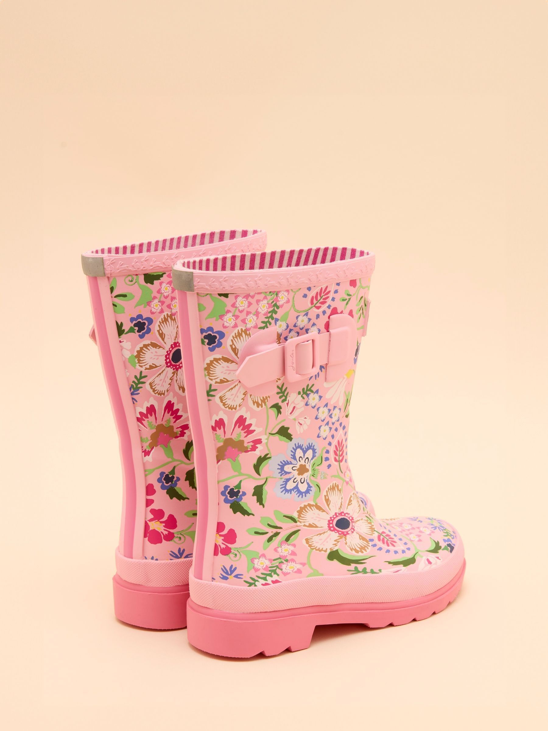 Kids' Pink Floral Printed Wellies | Joules