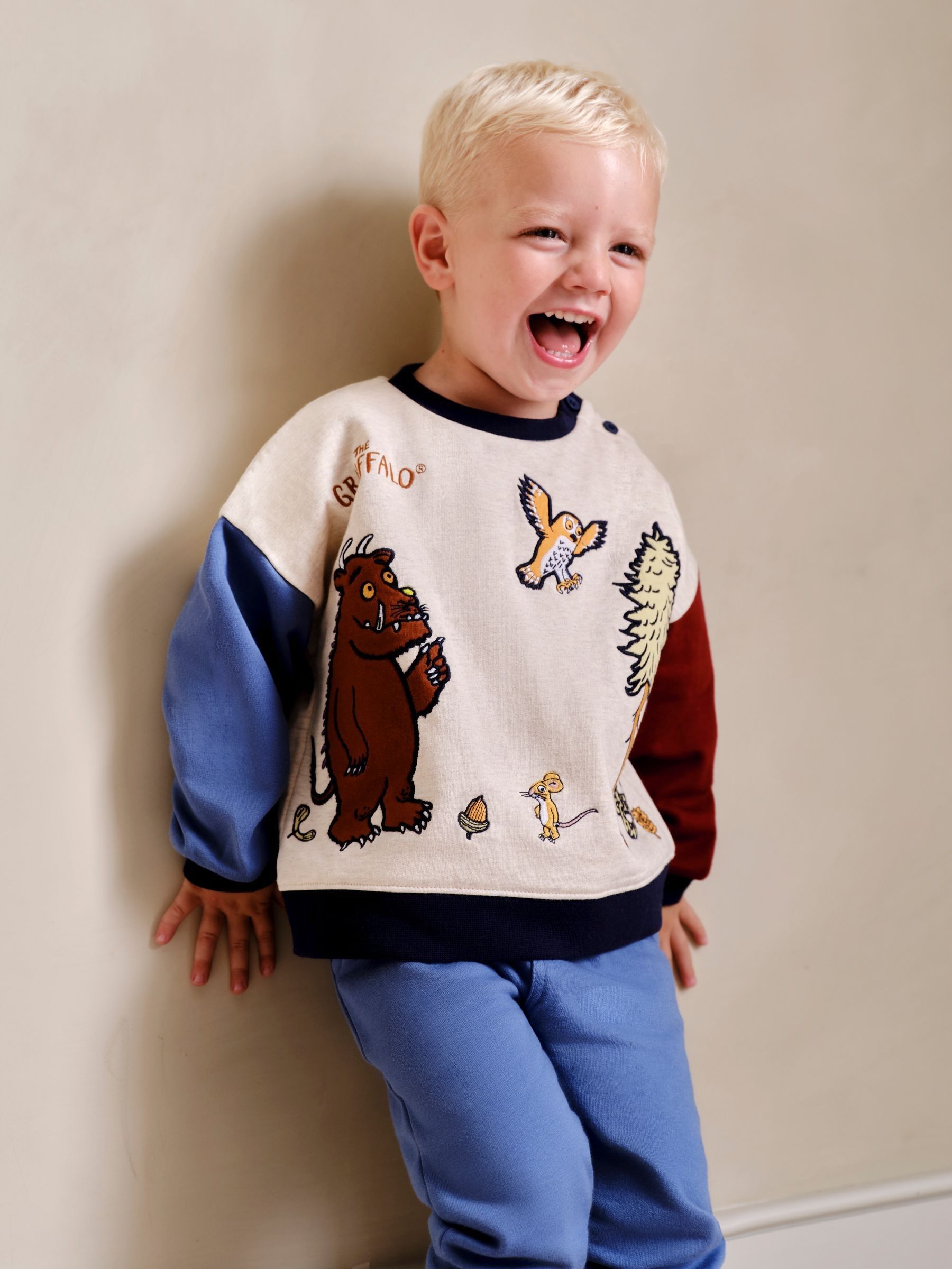 Denim Gruffalo Appliqué Sweatshirt and Joggers Set | JoJo Maman Bébé