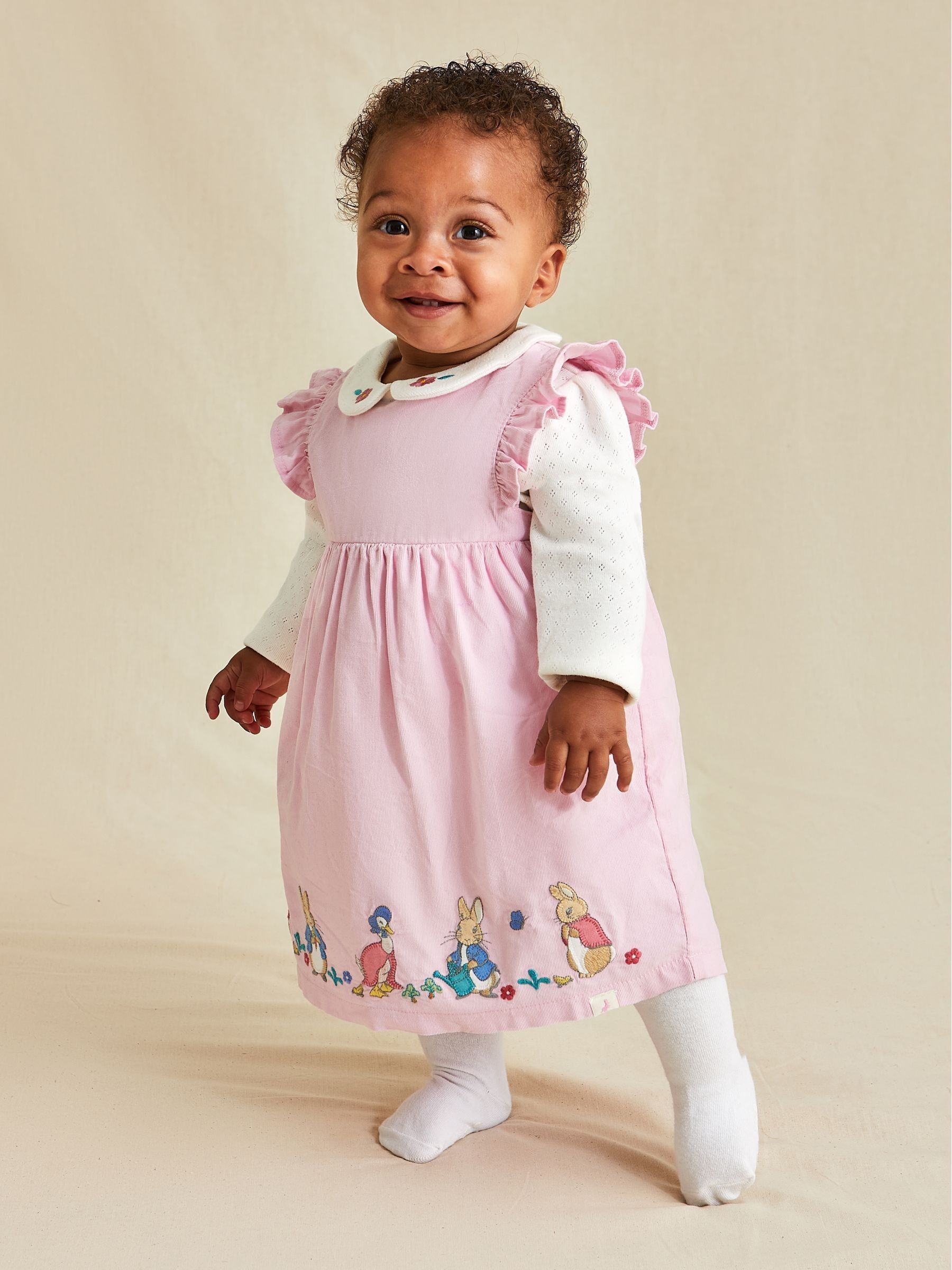 Pink Baby Peter Rabbit Embroidered Dress and Body Set | JoJo Maman Bébé