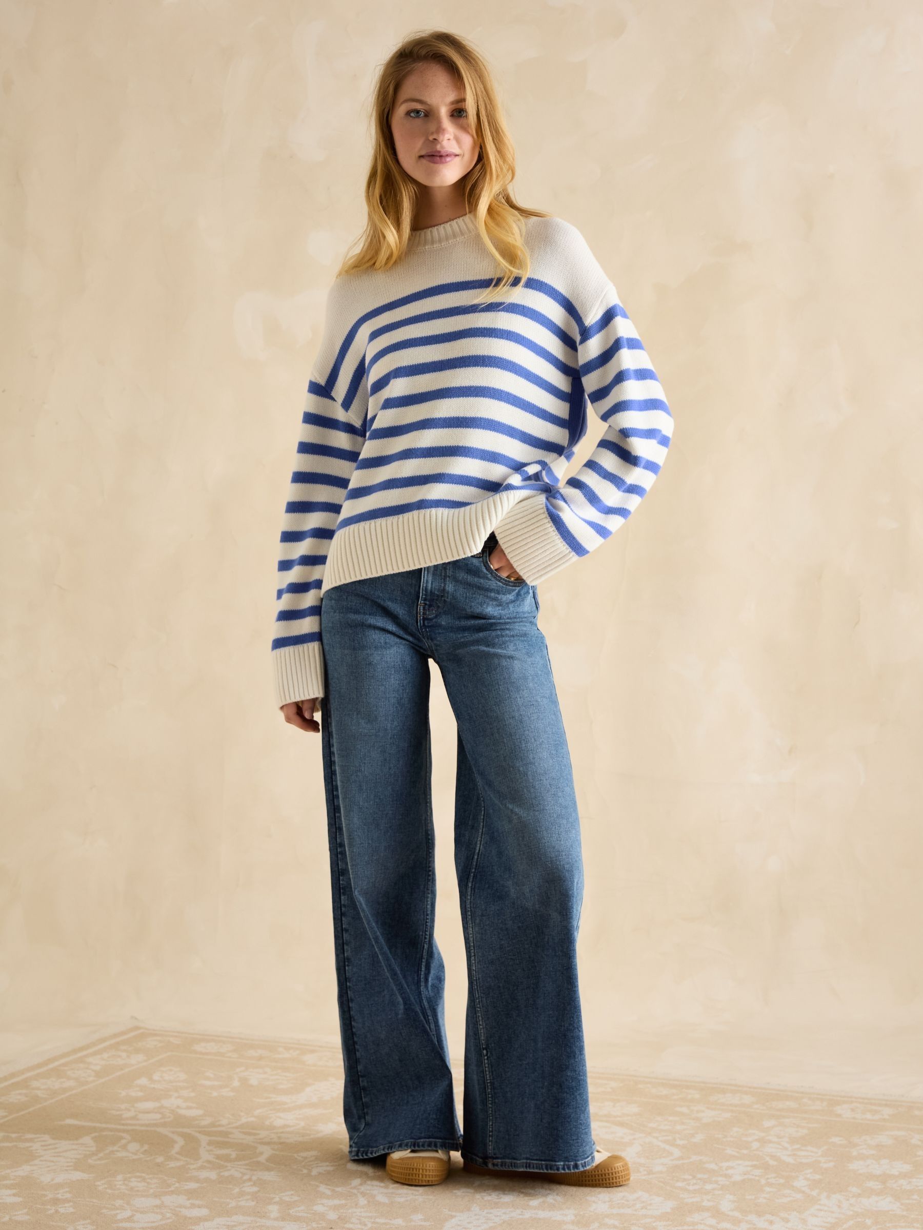 Blue Stripe Jumper With Side Panels | Joules