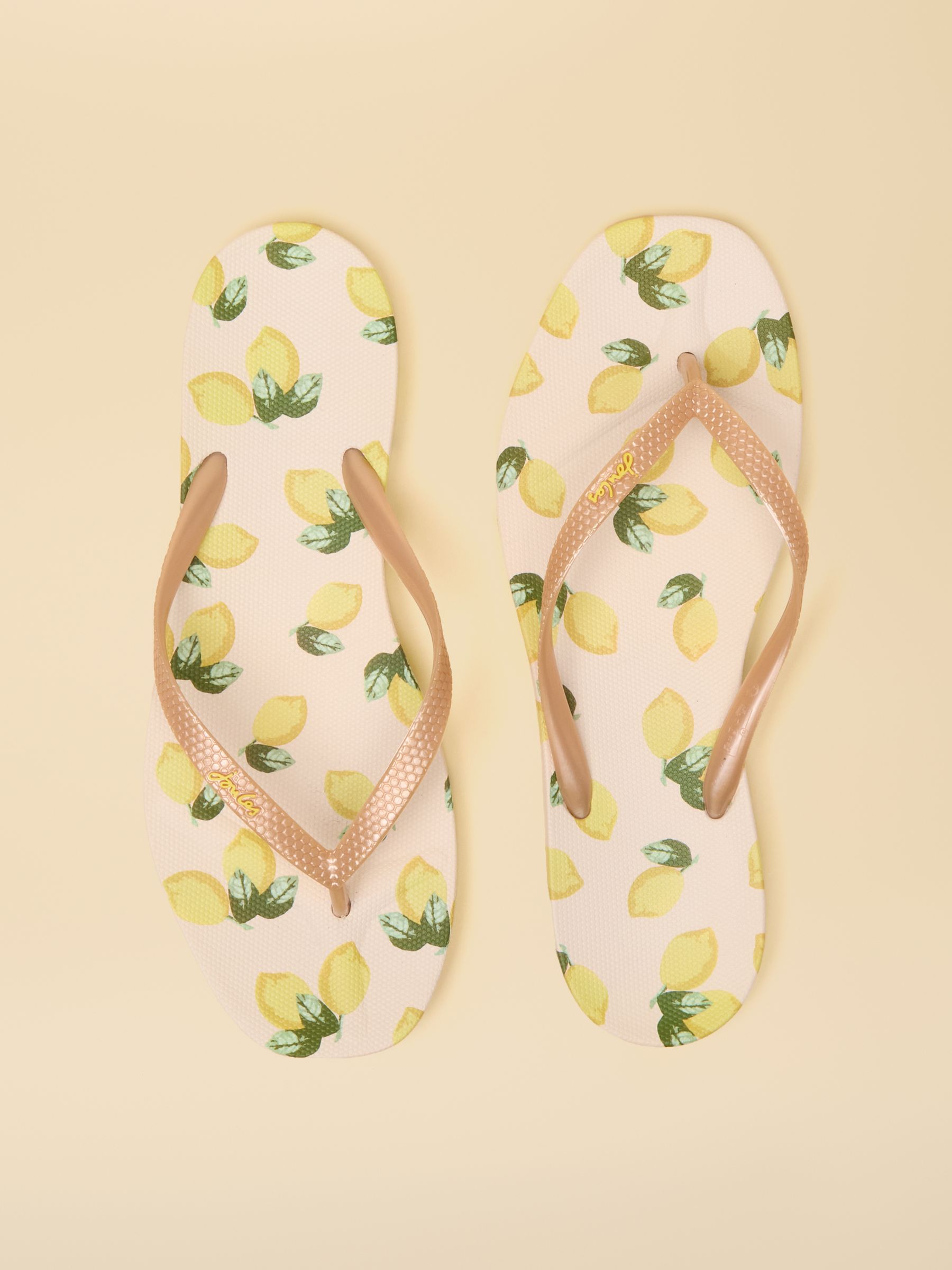 Sunvale Cream Lemon Flip Flops | Joules