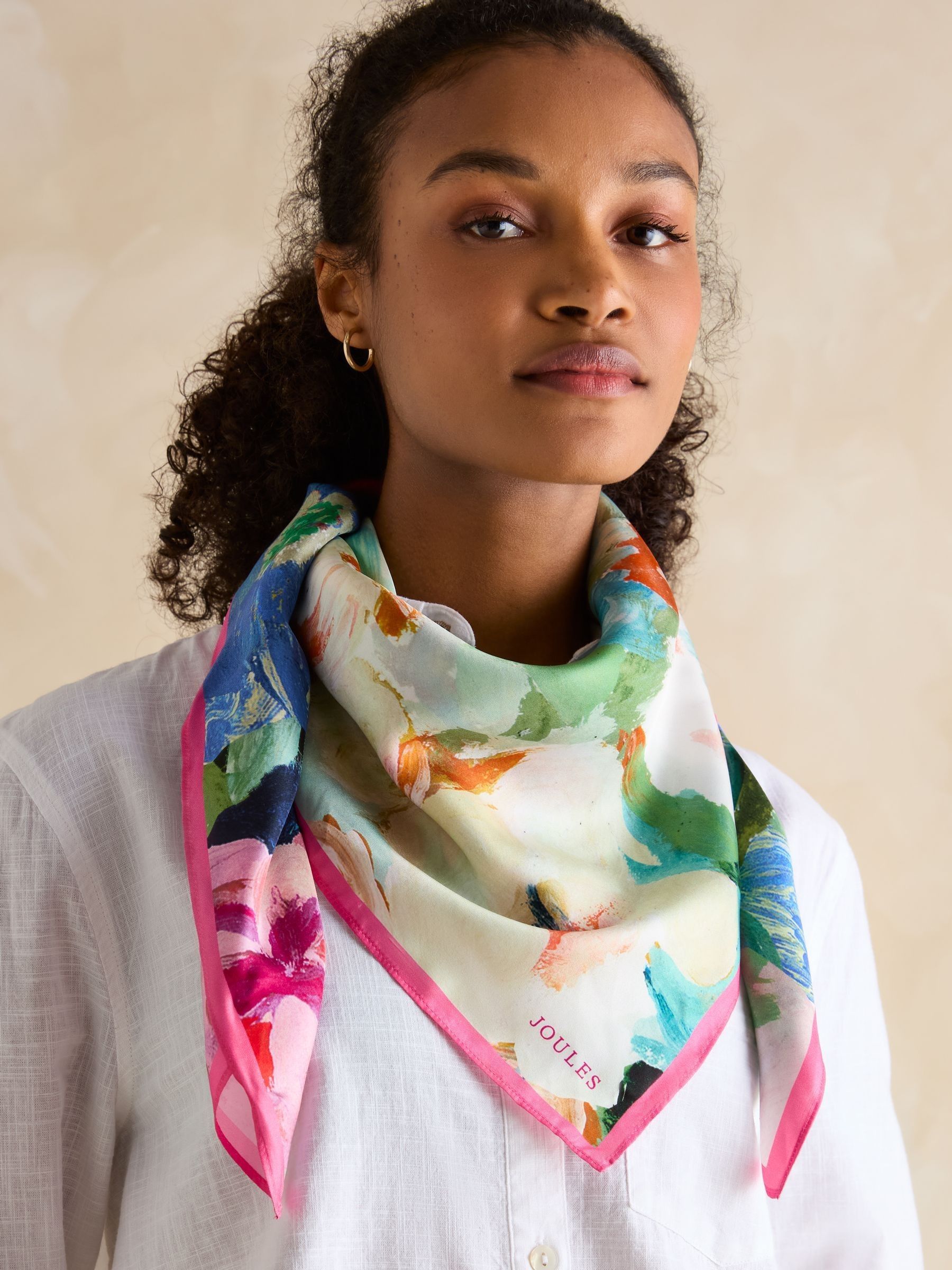 Bloomfield Floral Square 100% Silk Scarf | Joules