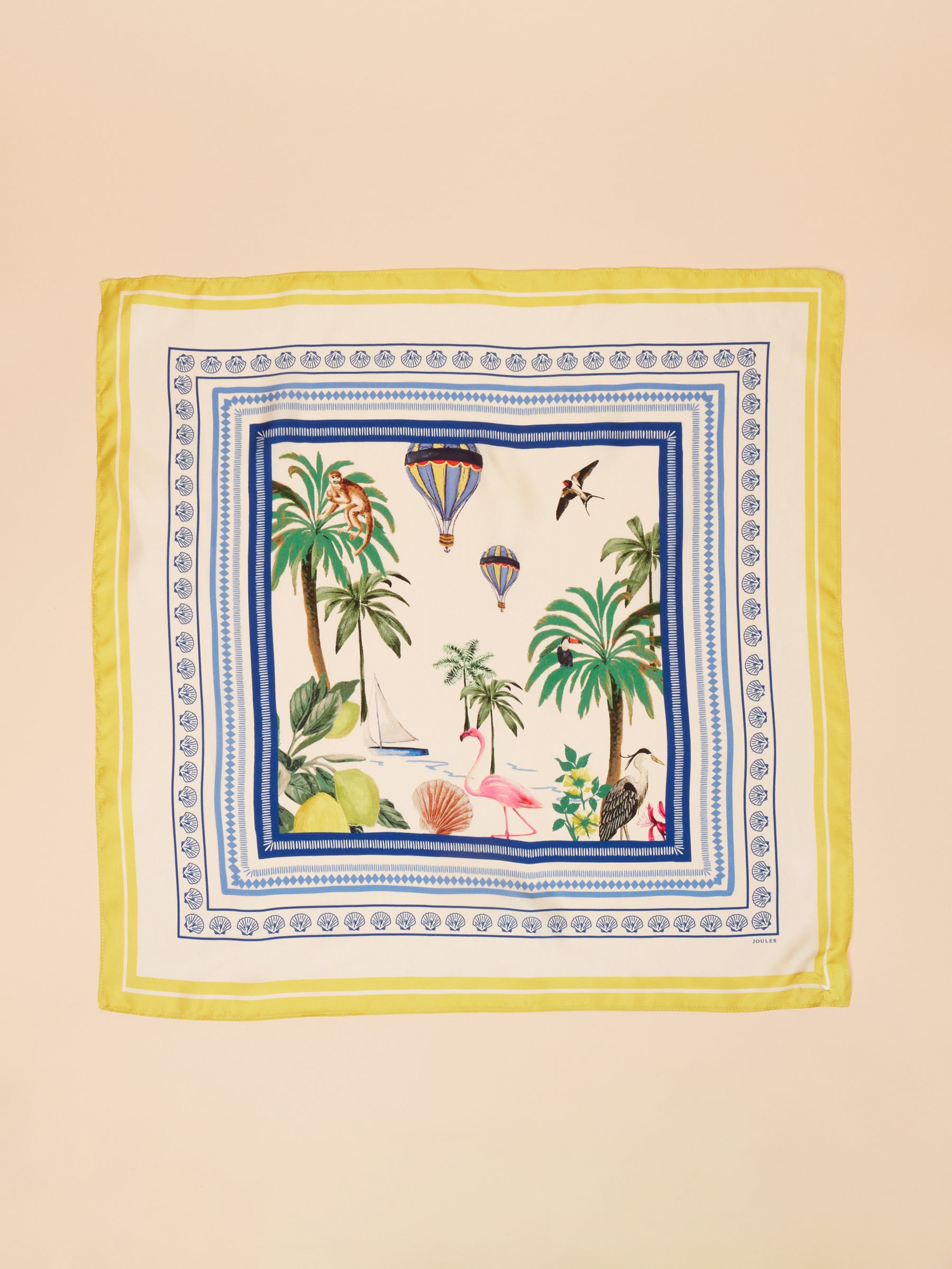 Elsie Yellow/White 100% Silk Scarf | Joules
