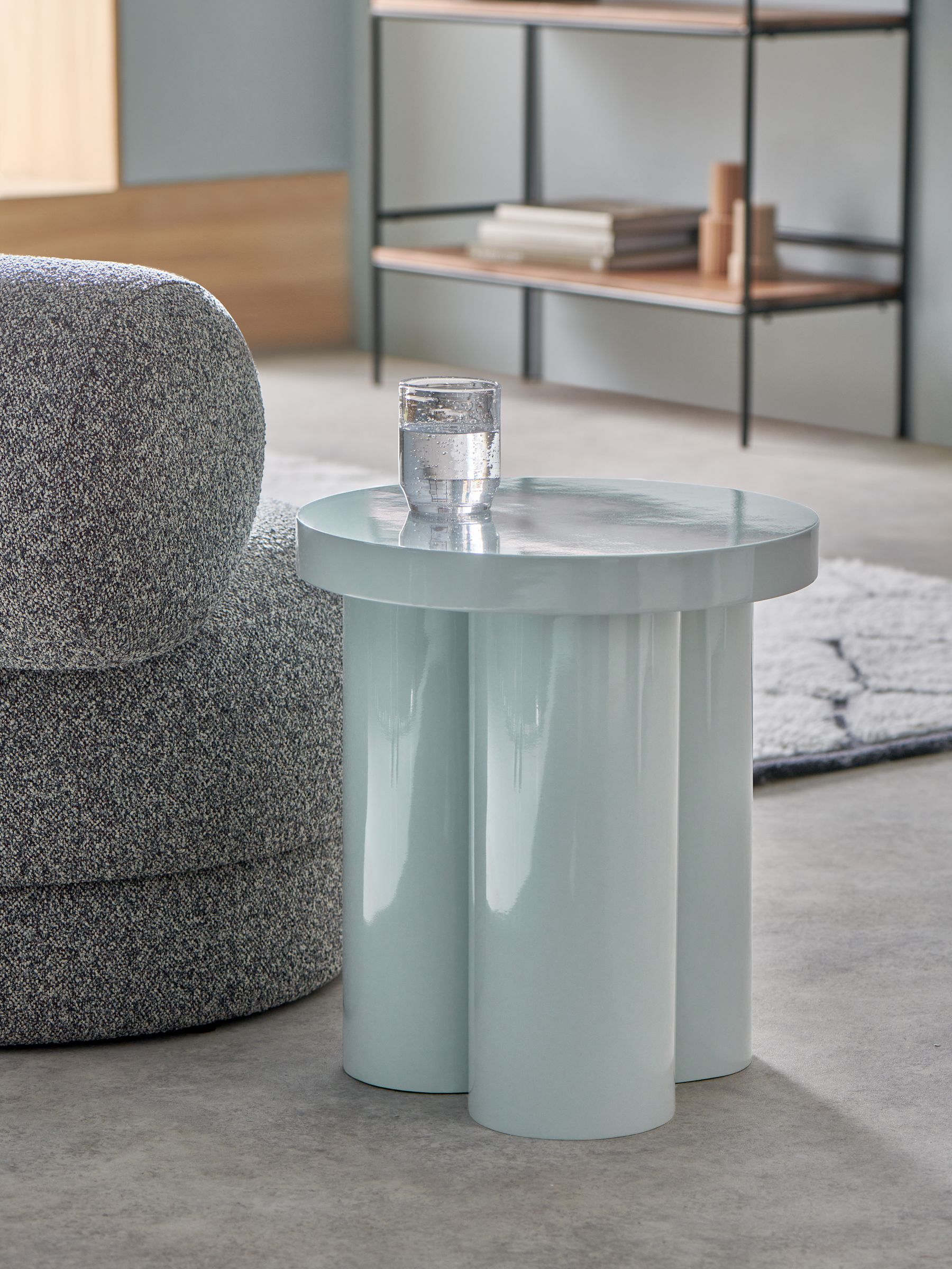 Lacey Side Table in Light Blue Gloss | Made