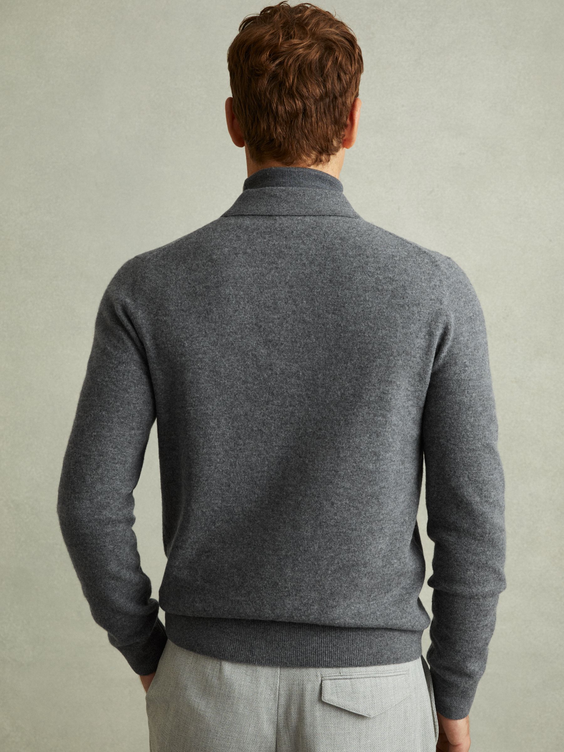 Reiss Merino Wool Button-Front Cardigan in Grey Melange - REISS