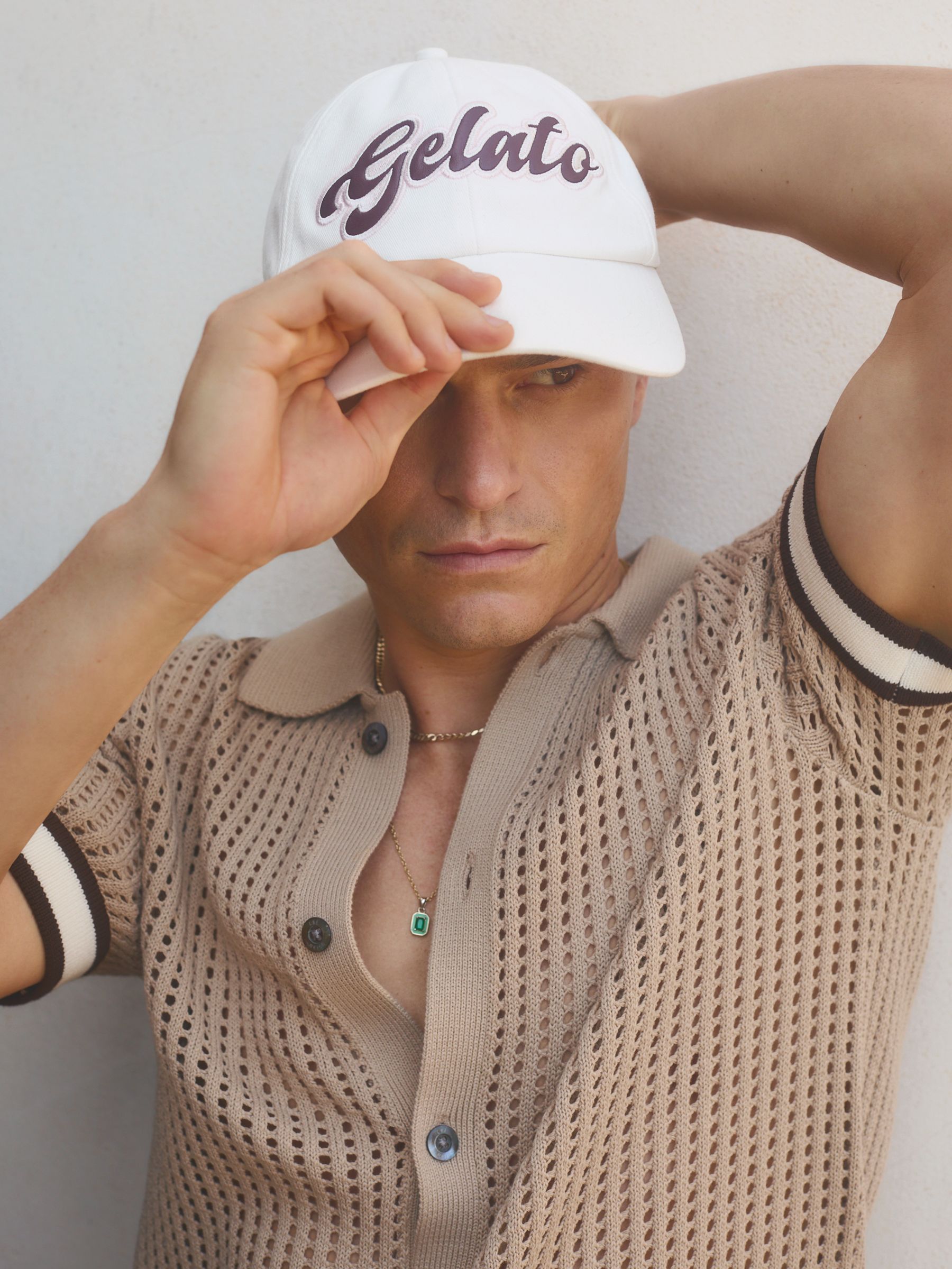 Reiss Bacio White Ché Embroidered Motif Baseball Cap - REISS