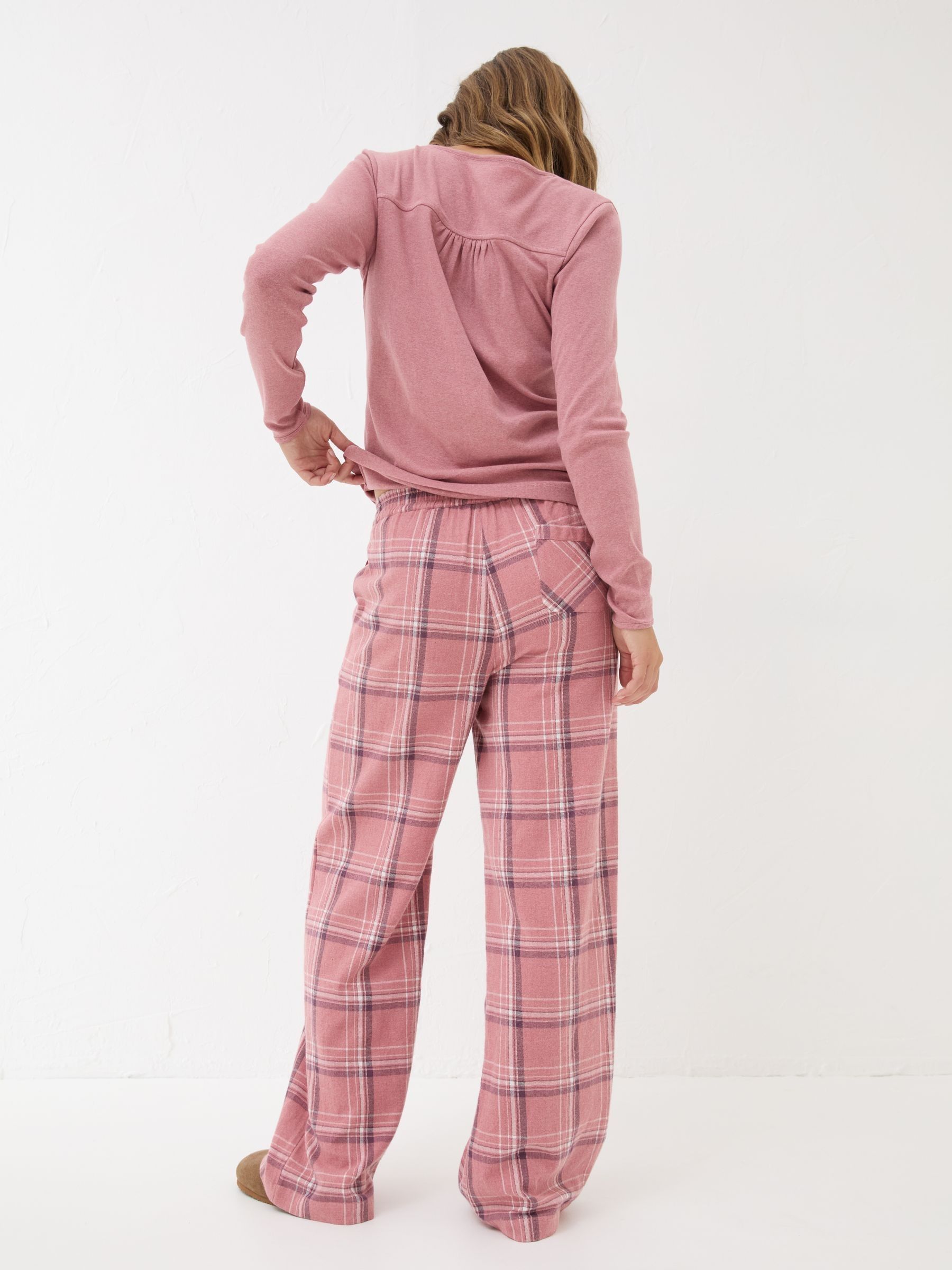 Lola Pink Check 100% Cotton Pyjama Bottoms | FatFace