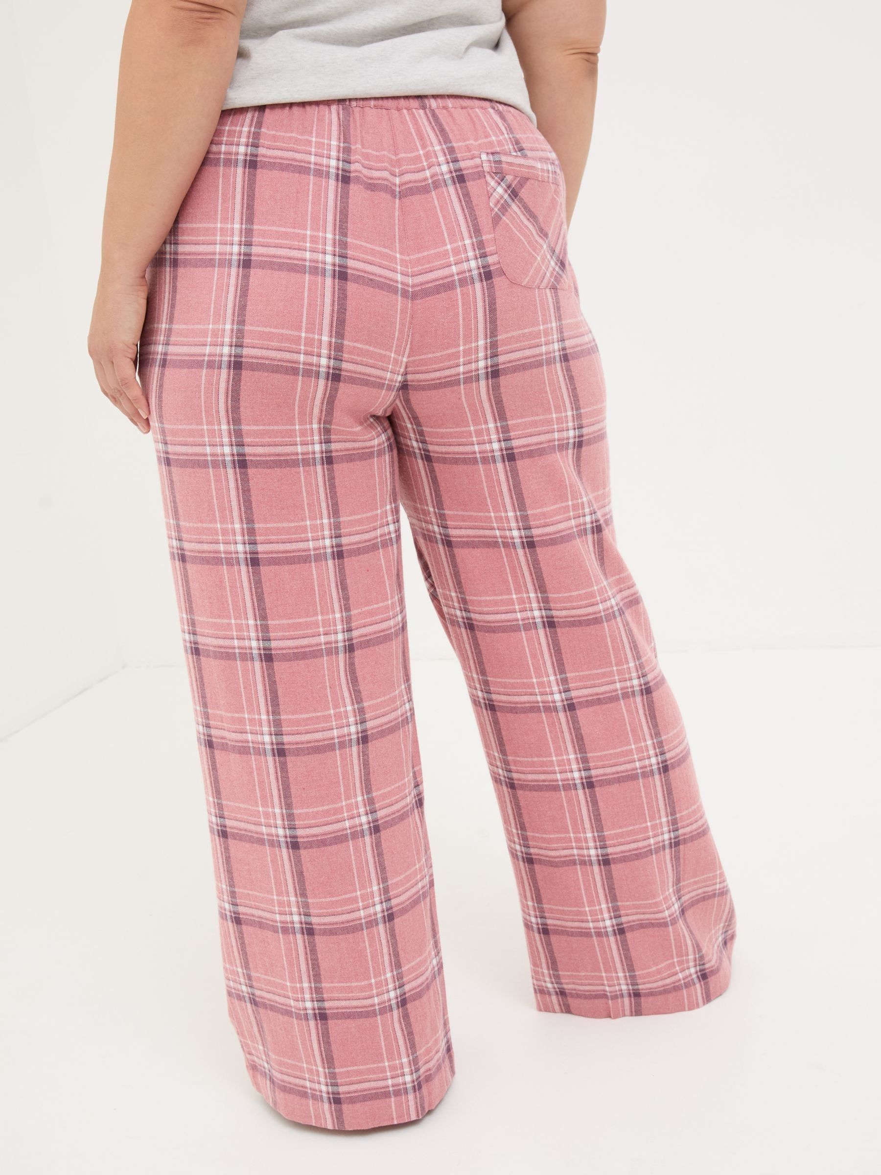 Lola Pink Check 100% Cotton Pyjama Bottoms | FatFace
