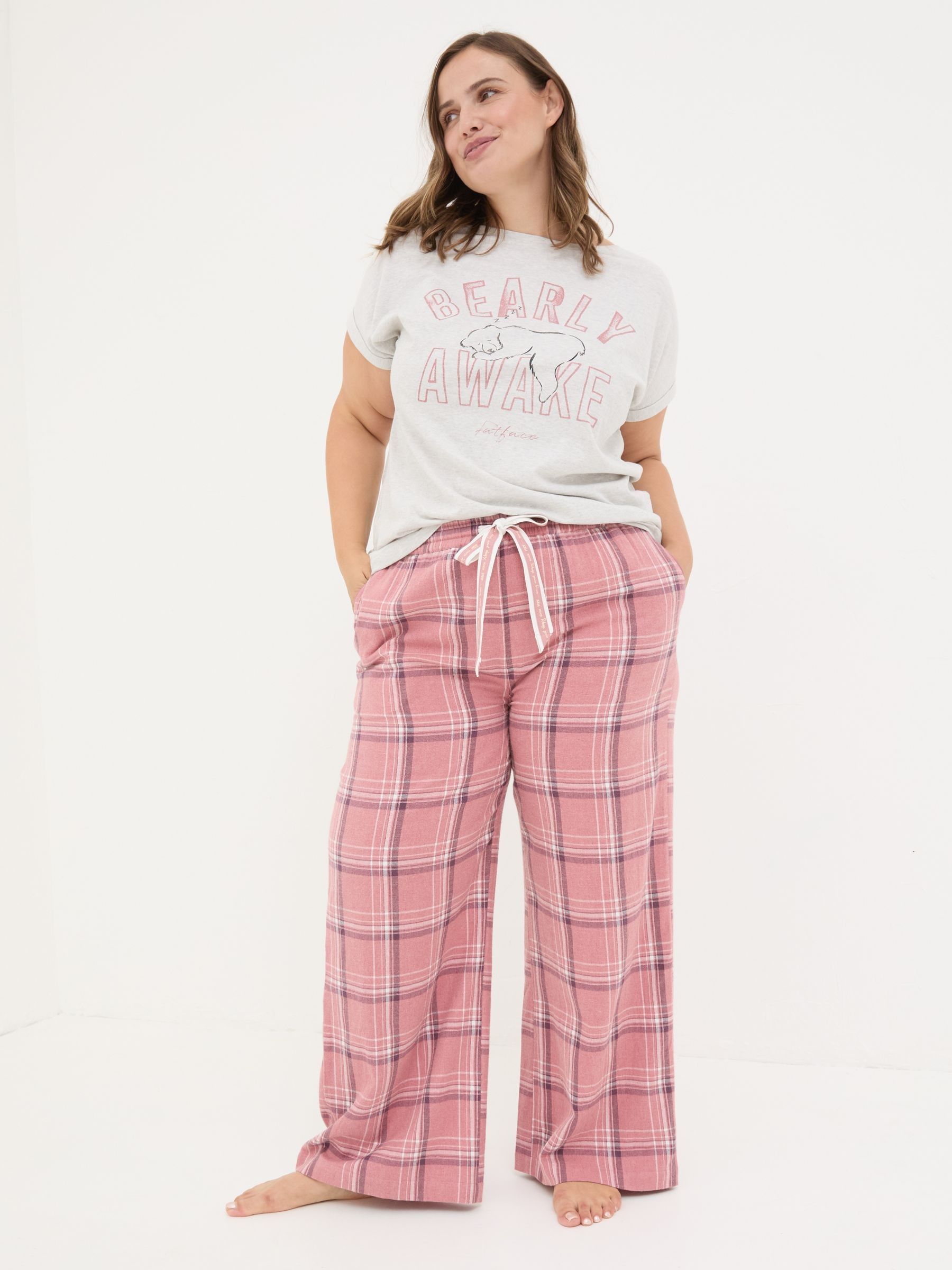 Lola Pink Check 100% Cotton Pyjama Bottoms | FatFace