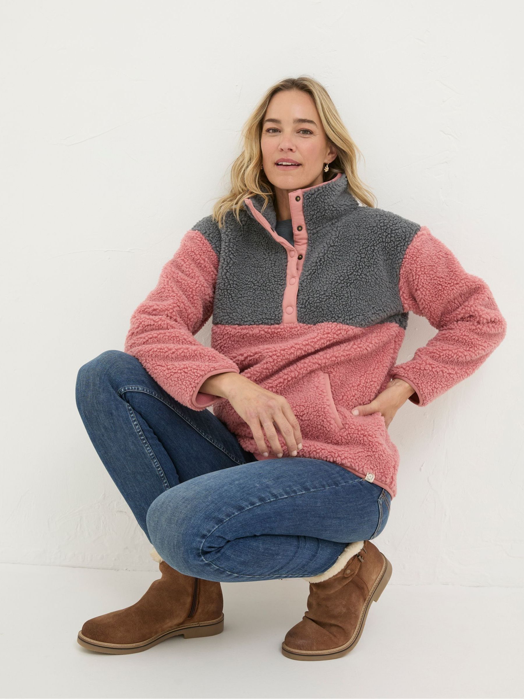 Multi Colourblock Half Neck Fleece | FatFace