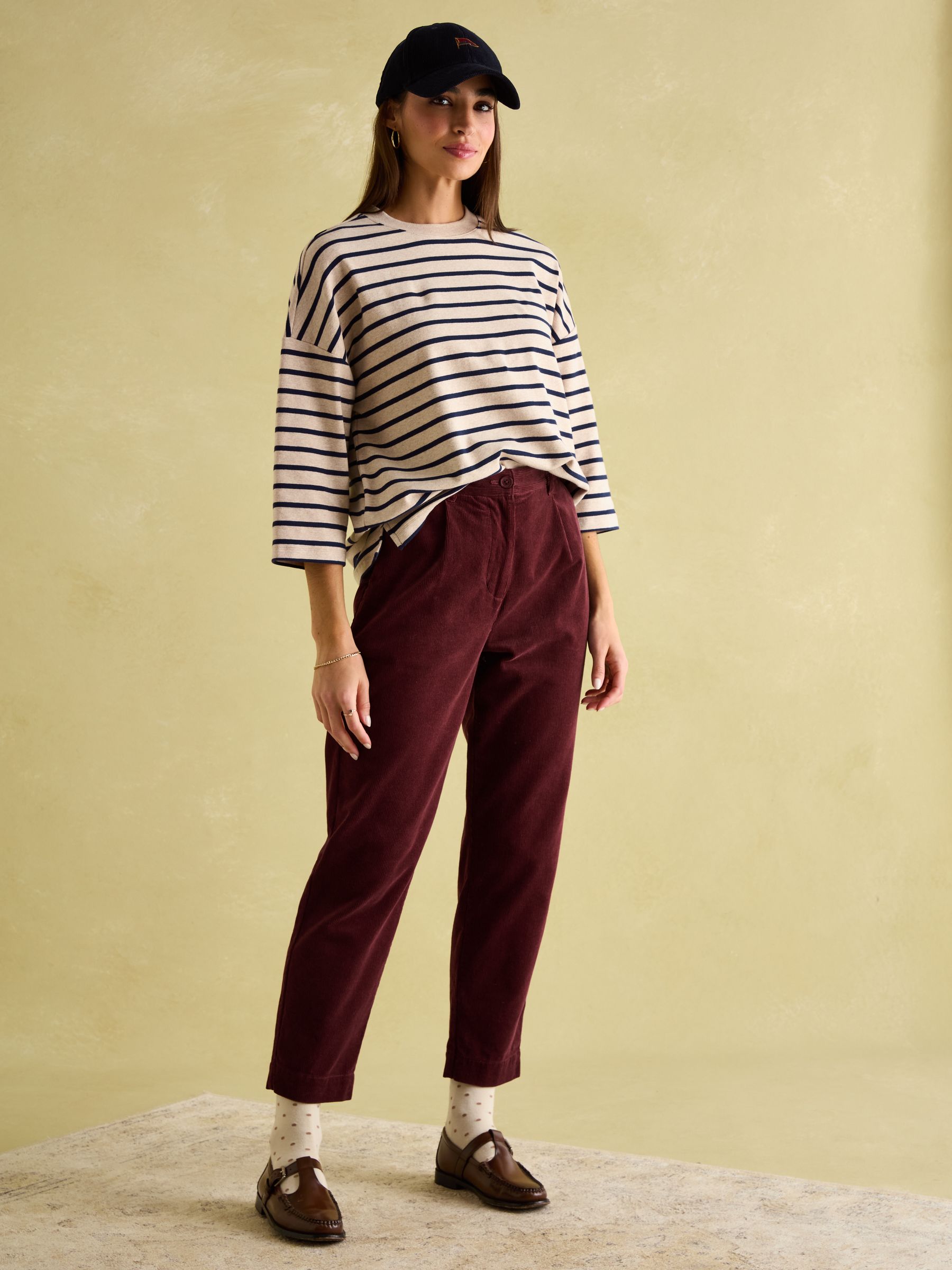 Amelia Oat Top with 3/4 Length Sleeves | Joules