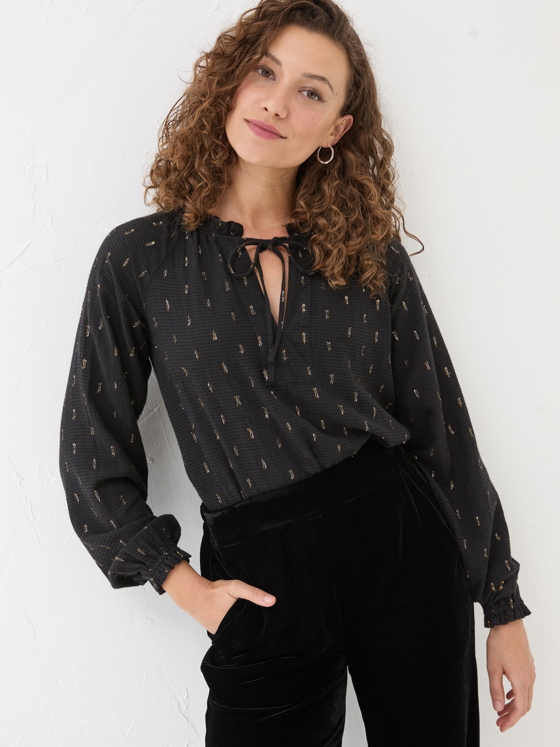 Black Metallic Blouse | FatFace USA
