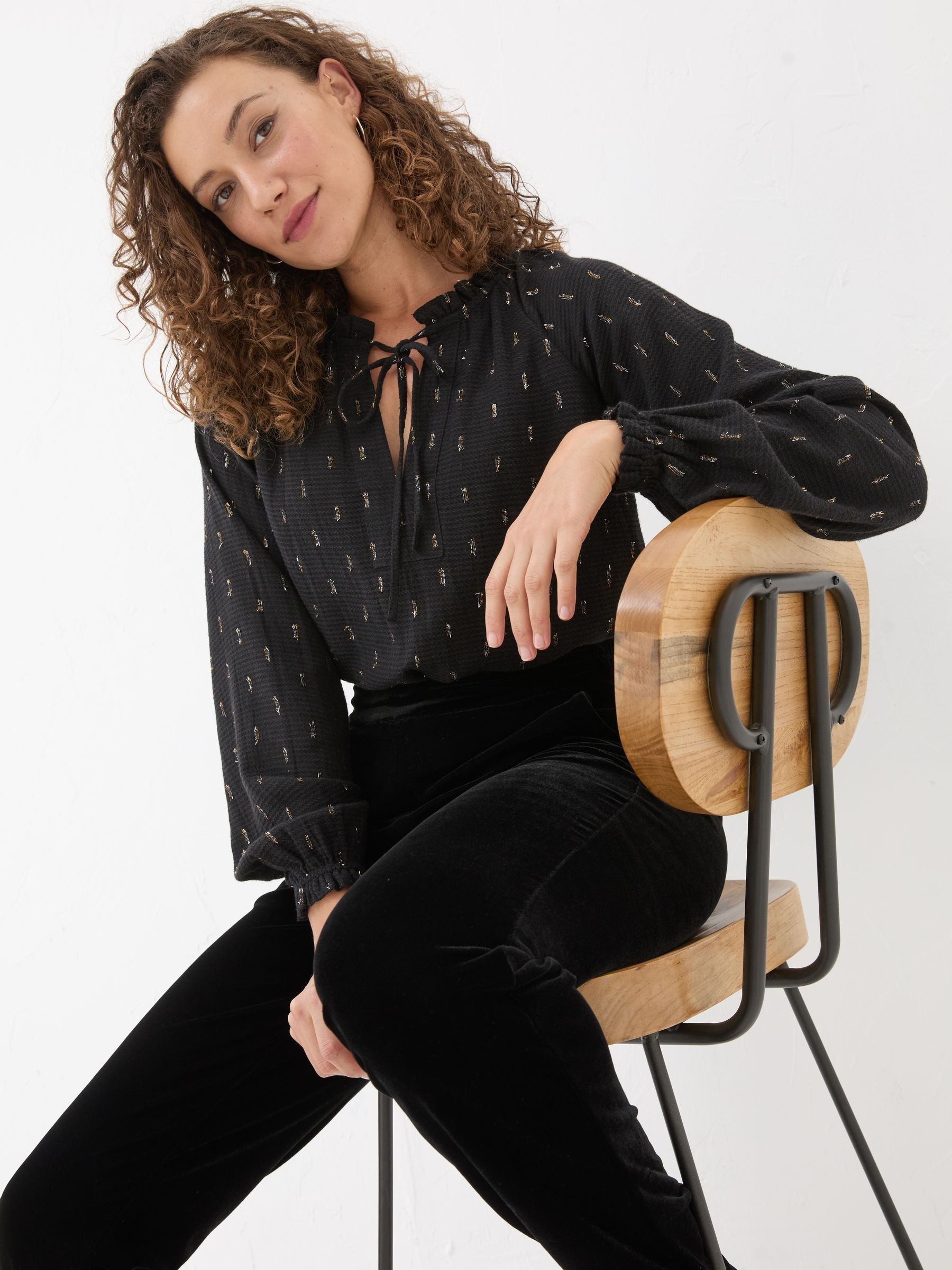 Black Metallic Blouse | FatFace USA