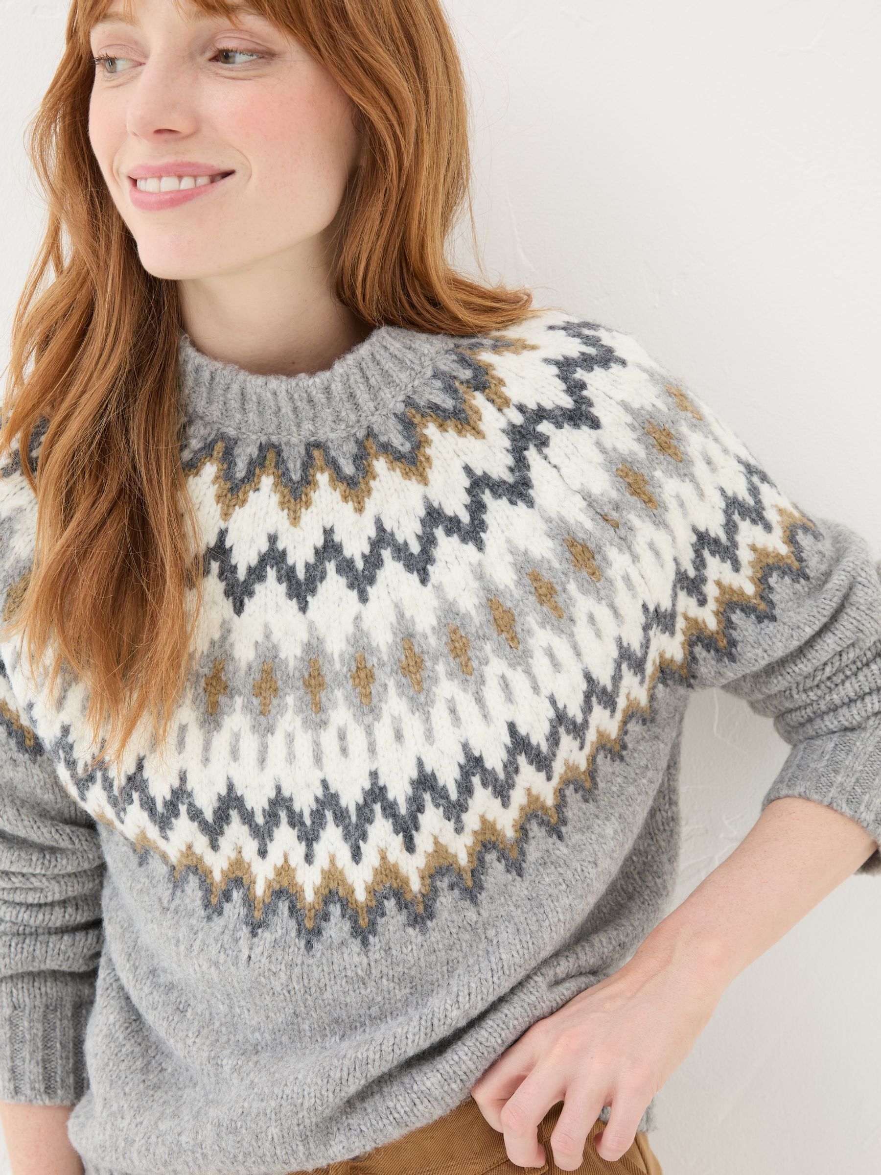 Cassie Grey Grey Fair Isle Jumper | FatFace